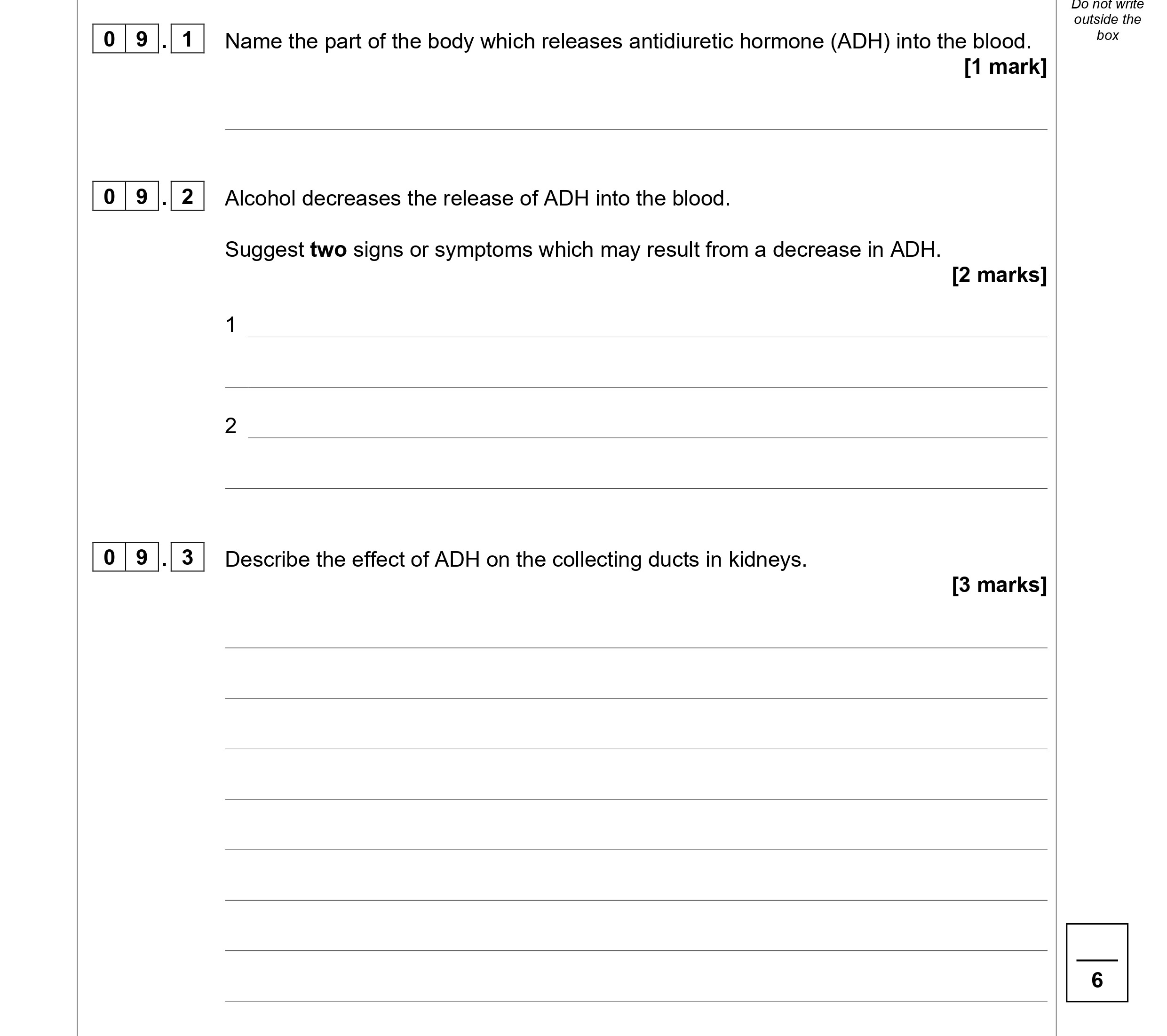 A-Level AQA Biology Biodiversity: 1. Name the part of the body whi