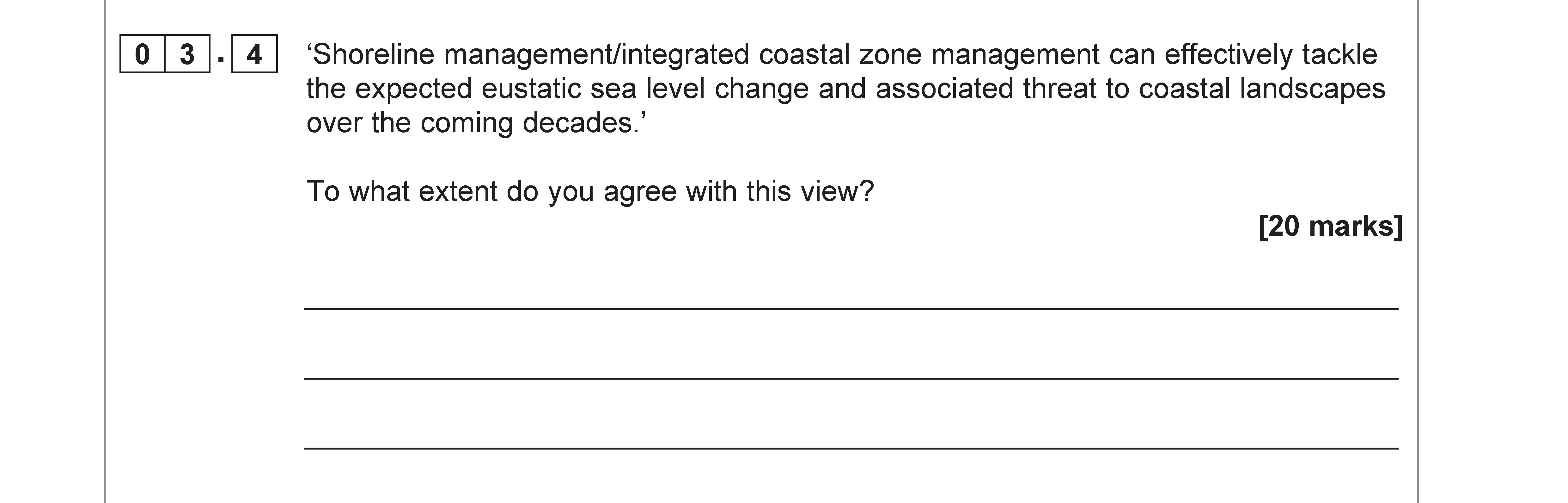A-Level AQA Geography Coastal Management: 'Shoreline management/integrated
