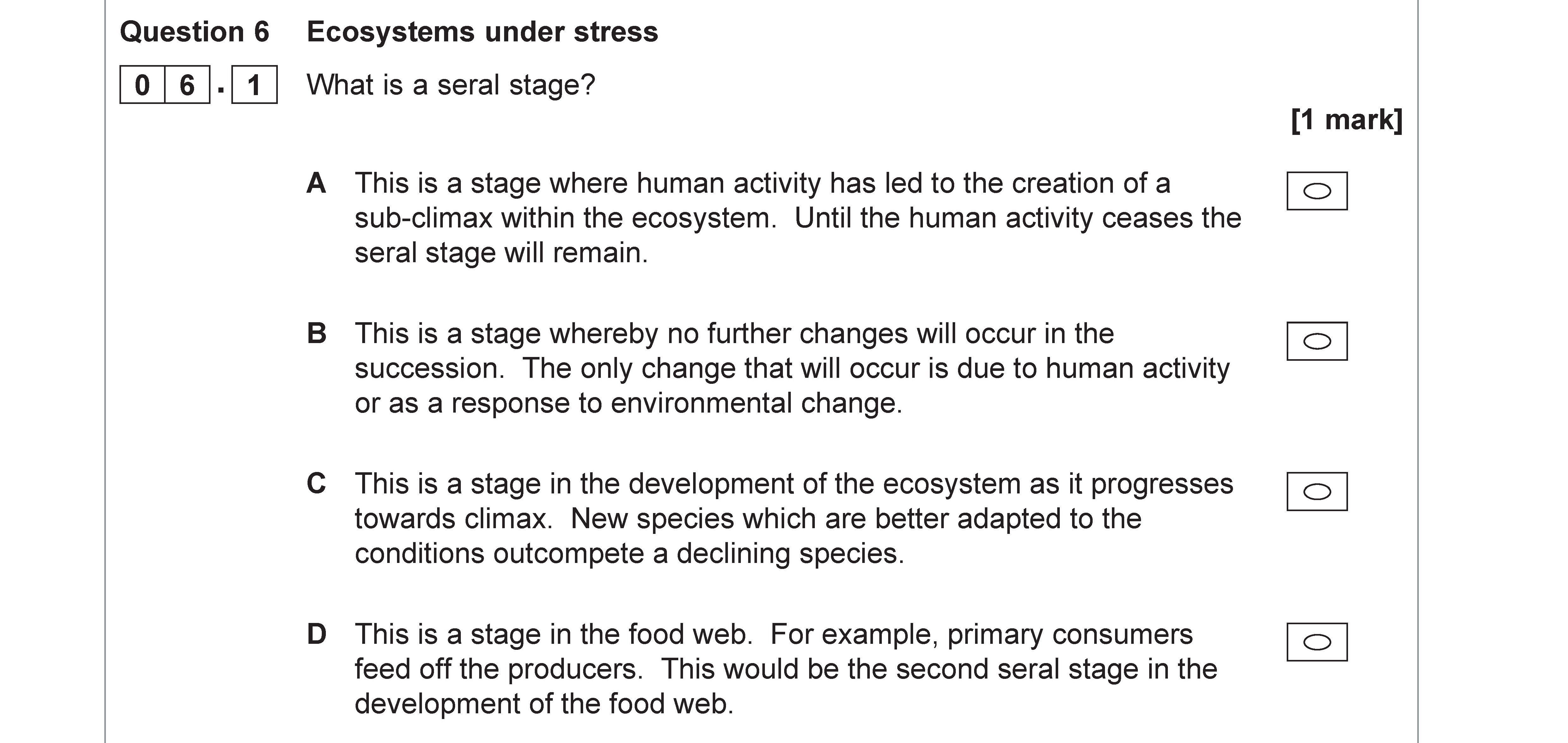 A-Level AQA Geography Ecosystems & Processes: What is a seral stage? A ...