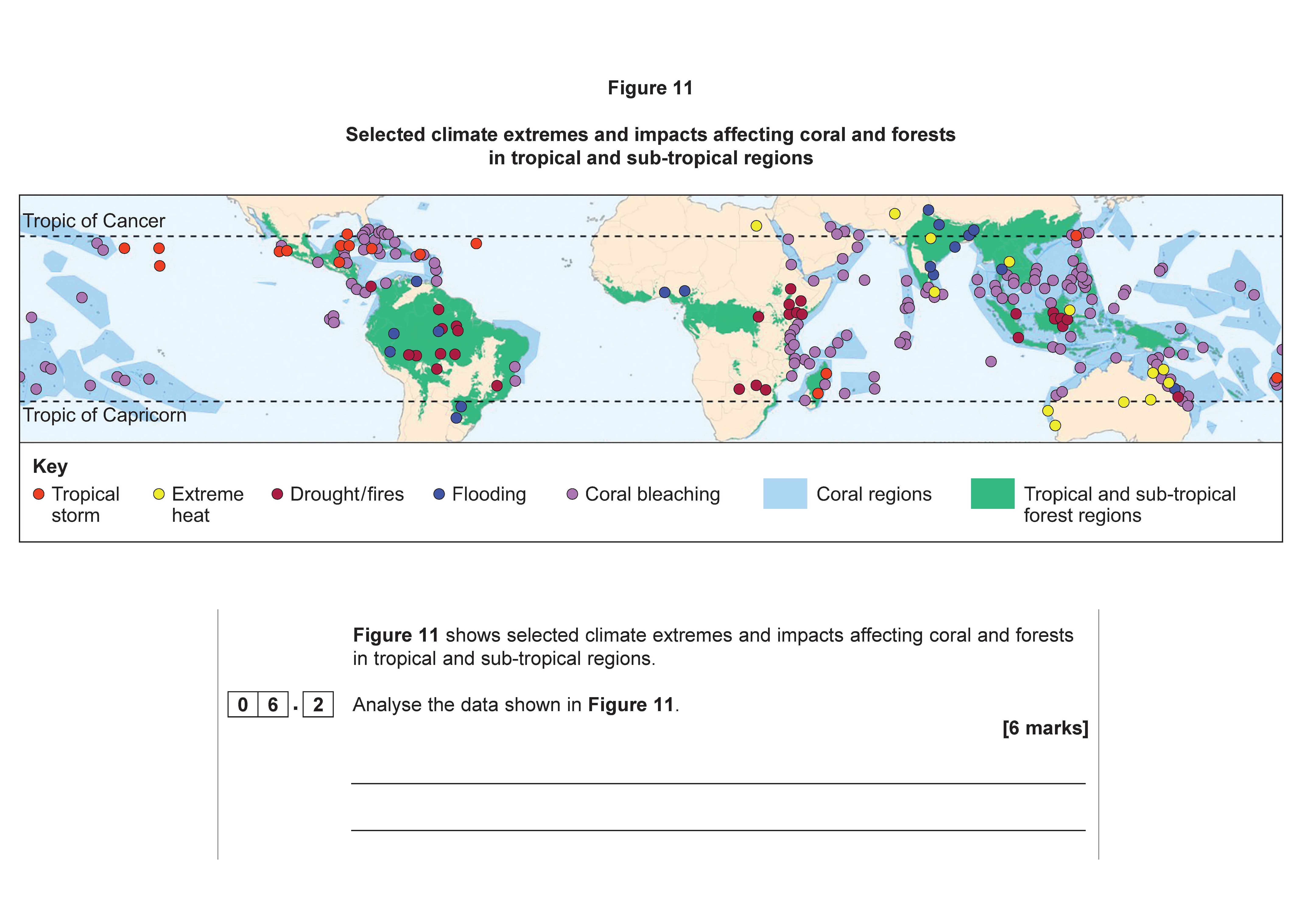 A-Level AQA Geography Storm Hazards: Figure 11 shows selected climate