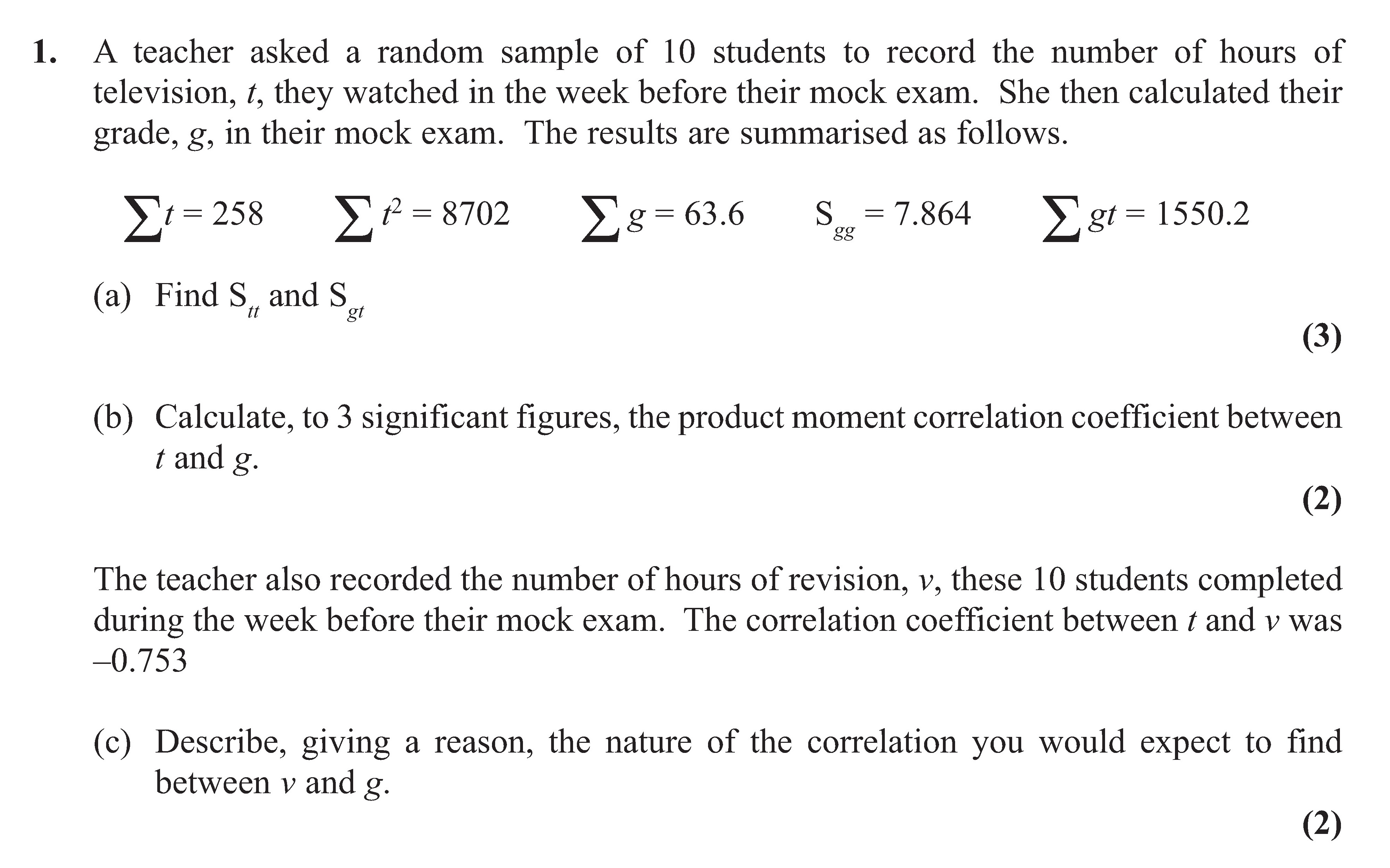 A-Level Edexcel Maths Statistics Statistical Measures: A teacher asked ...