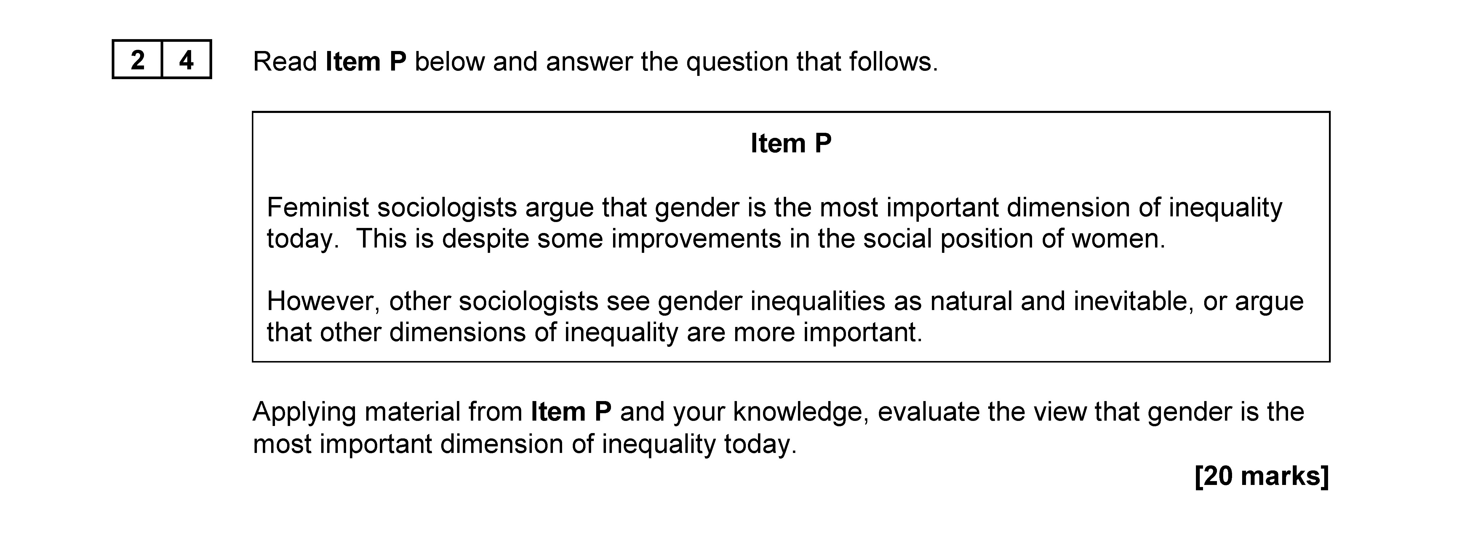 A-Level AQA Sociology Stratification and Differentiation: Read Item P ...
