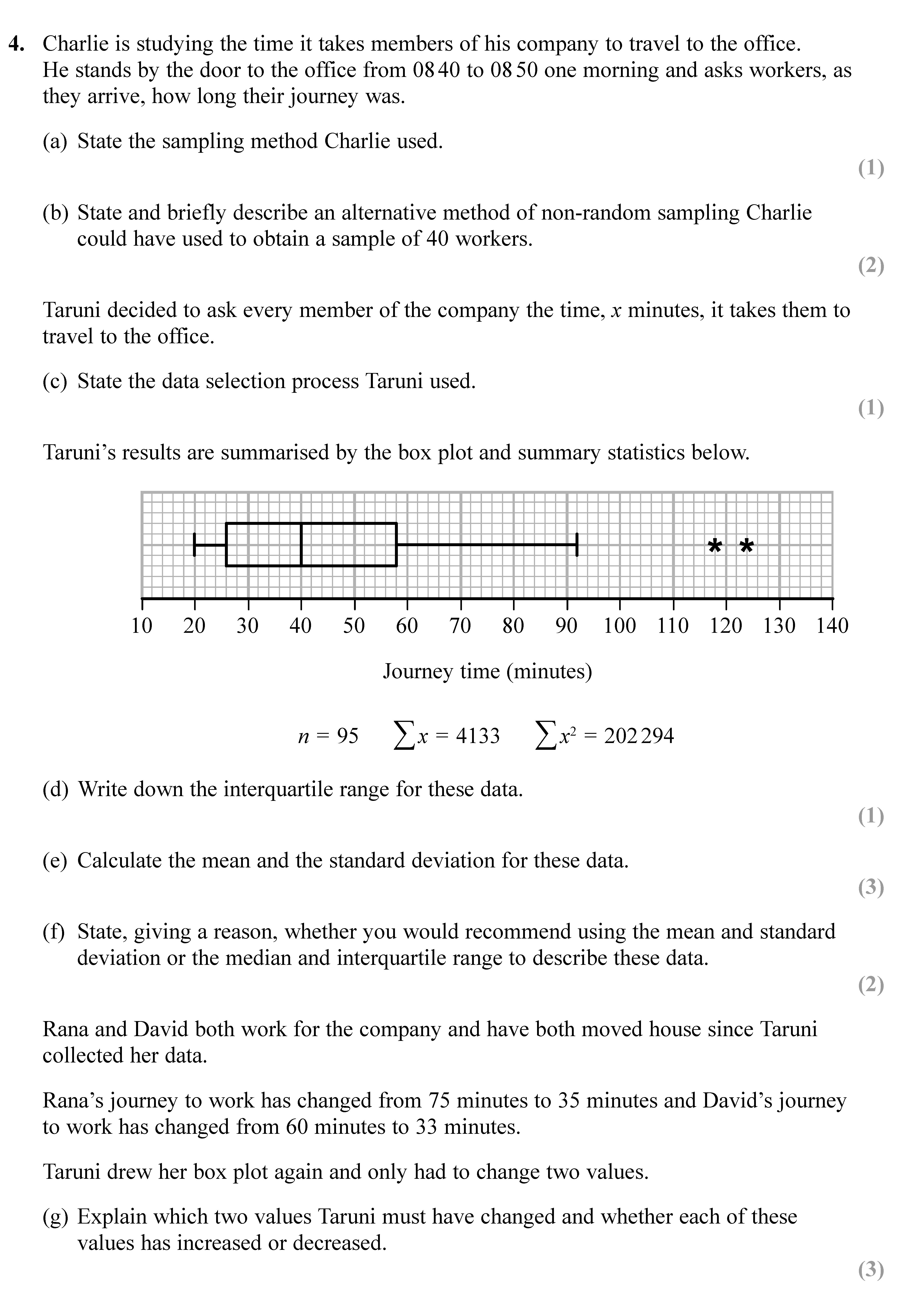 A-Level Edexcel Maths Statistics Sampling & Data Collection: Charlie is ...