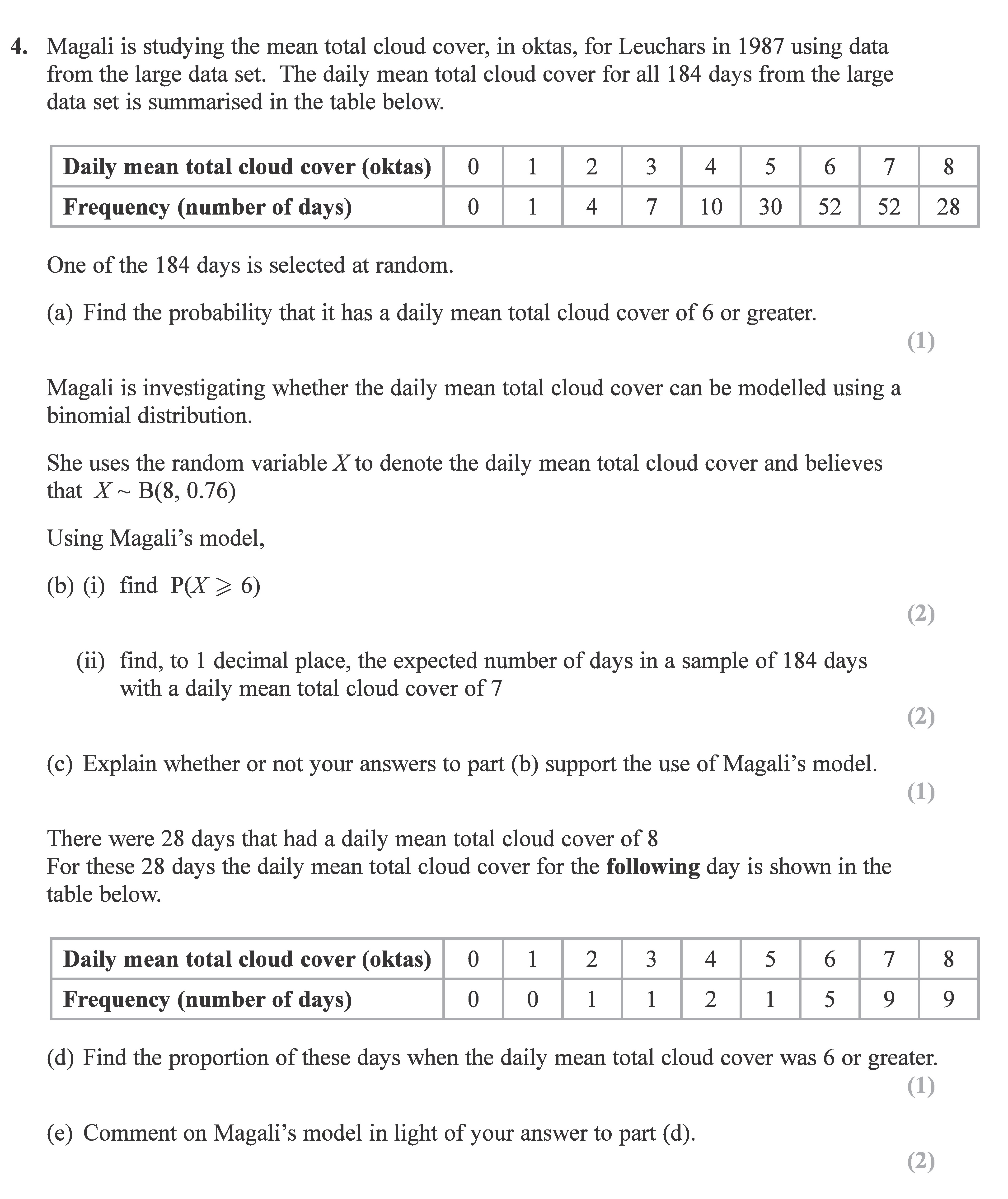A-Level Edexcel Maths Statistics Probability Distributions: Magali is ...