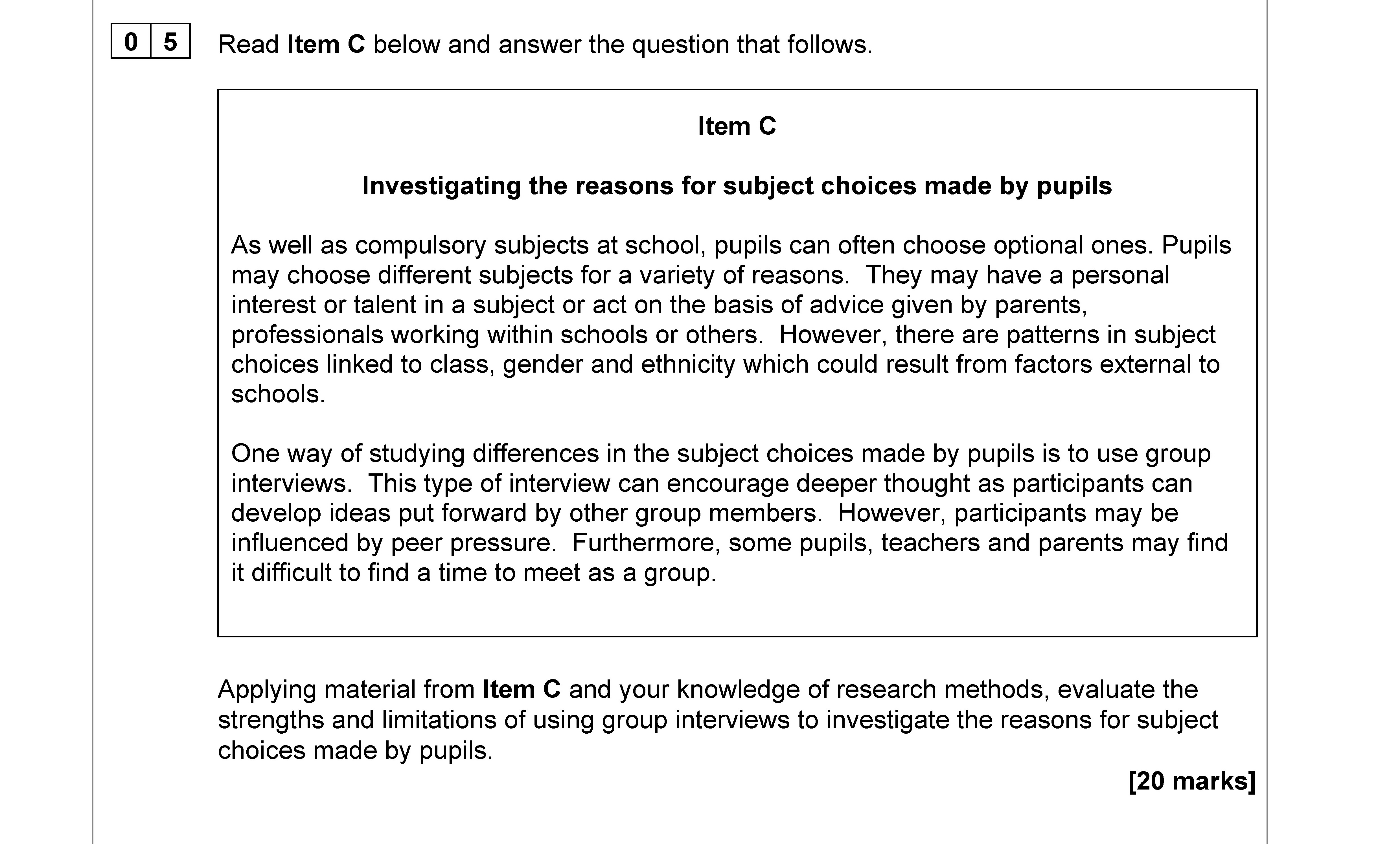 A-Level AQA Sociology Education: Applying material from Item C an