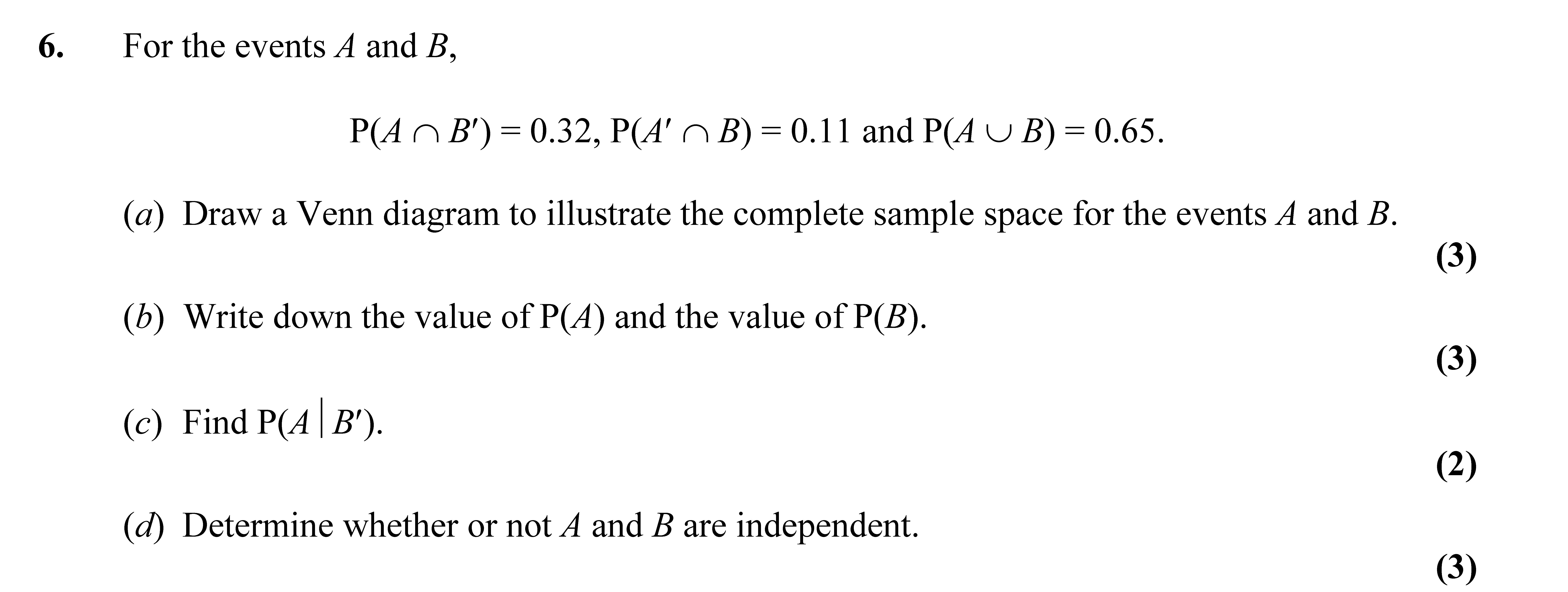 A-Level Edexcel Maths Statistics Further Probability: For the events A ...