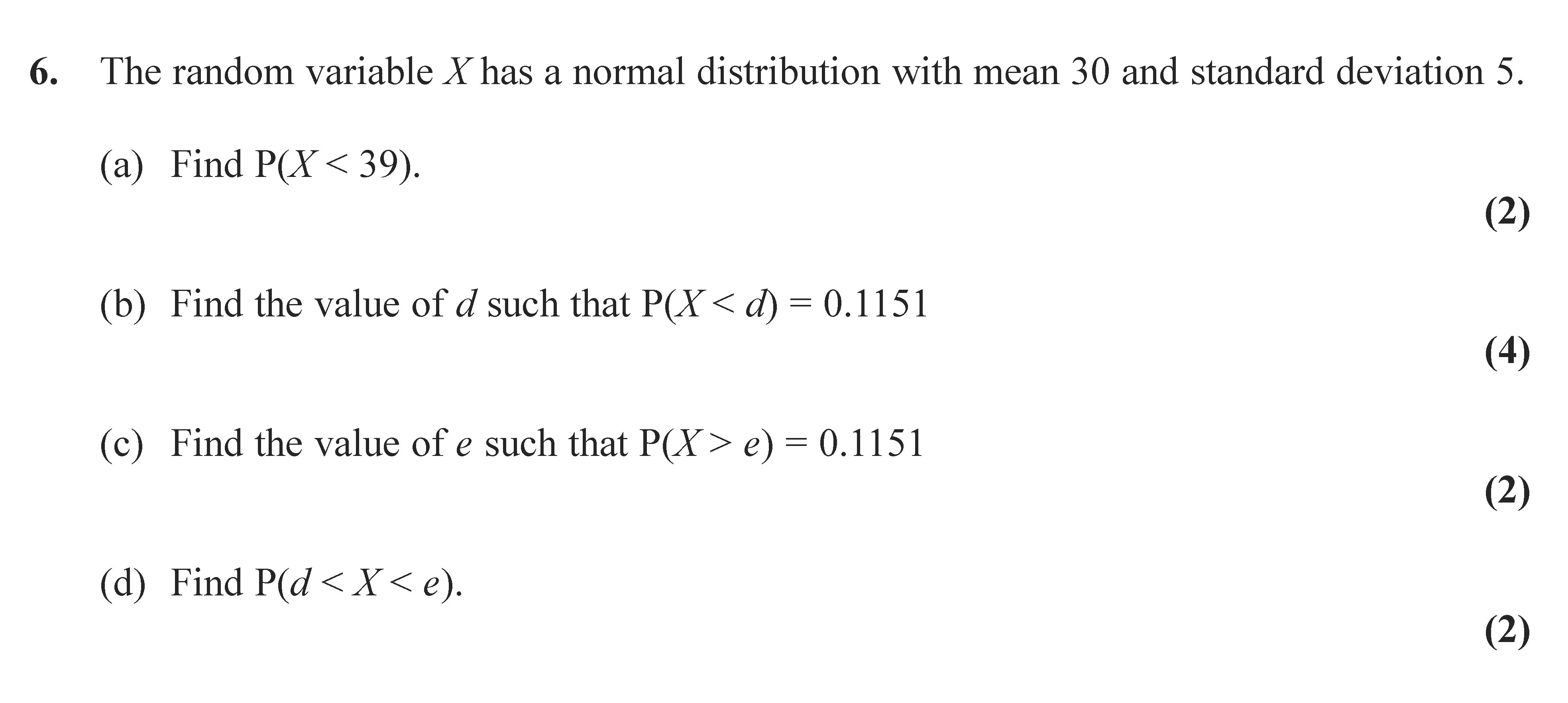 A-Level Edexcel Maths Statistics Normal Distribution: The random ...