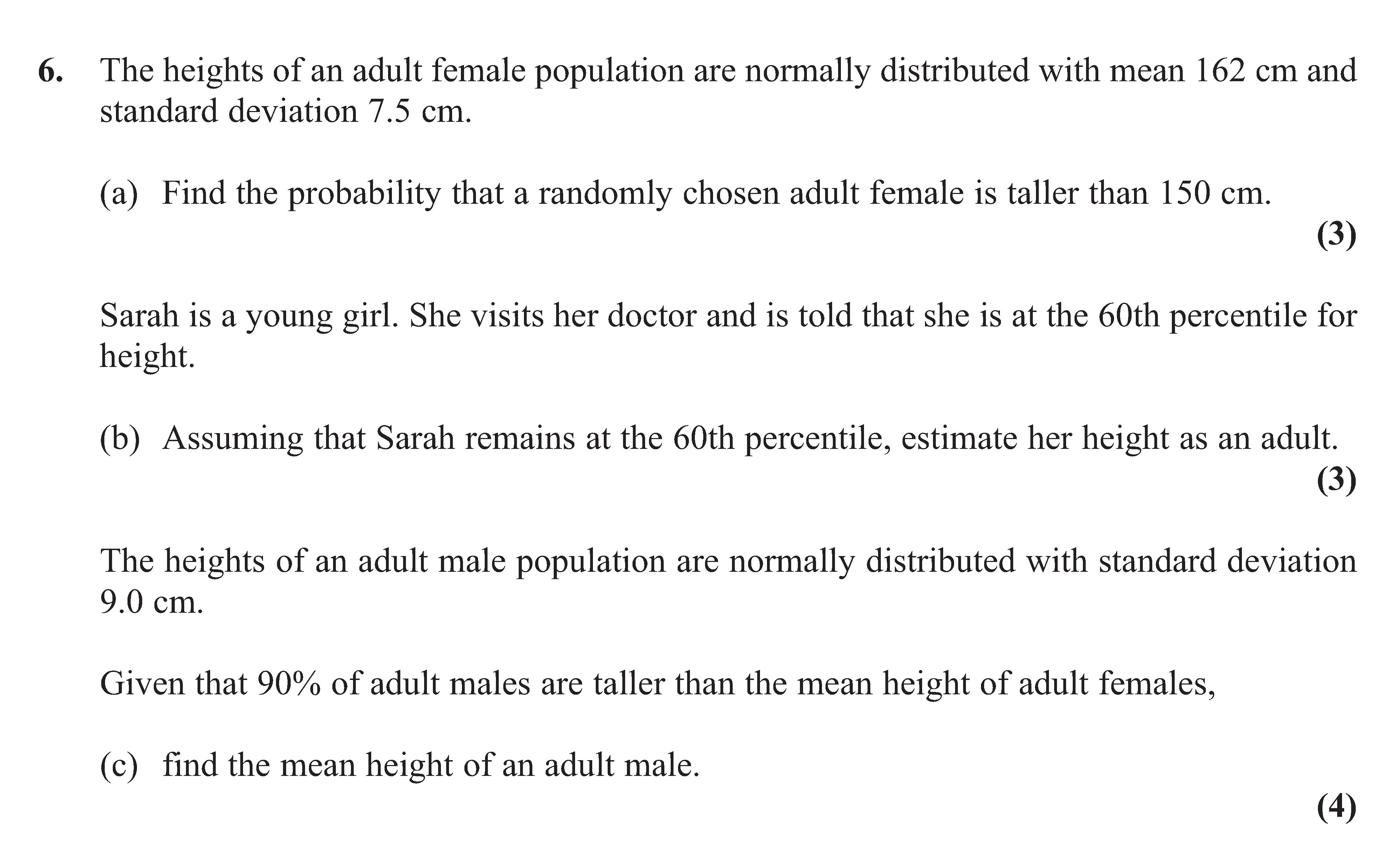 A-Level Edexcel Maths Statistics Normal Distribution: The heights of an ...