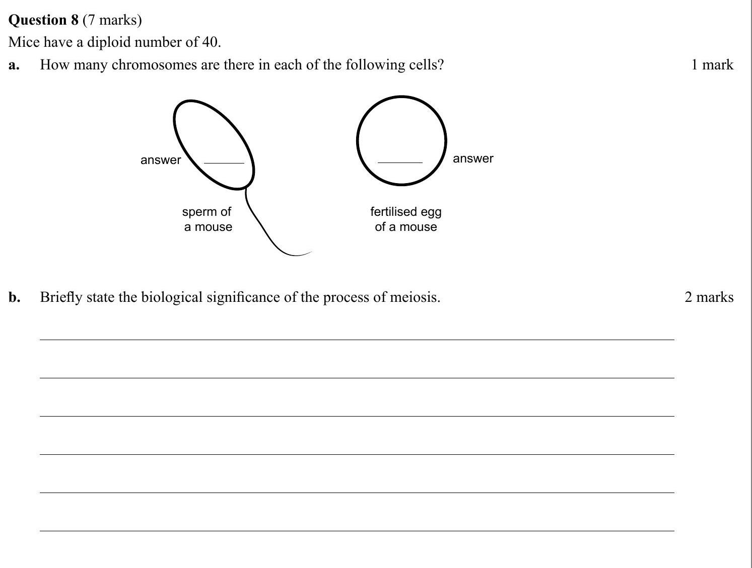 SSCE VCE Biology Mechanisms of Inheritance: Mice have a diploid number ...