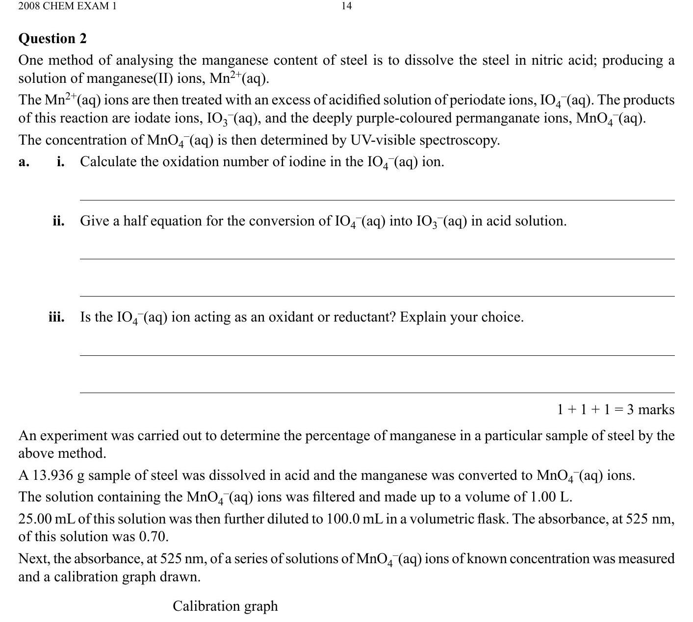 SSCE VCE Chemistry Instrumental Analysis of Organic Compounds: One ...