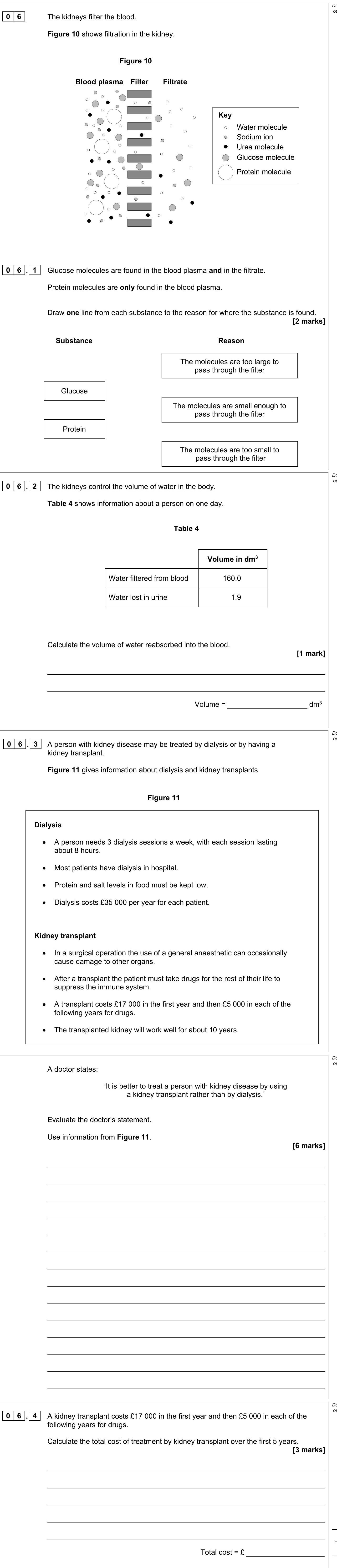 GCSE AQA Biology Organisation: Digestion: The kidneys filter the blood. F