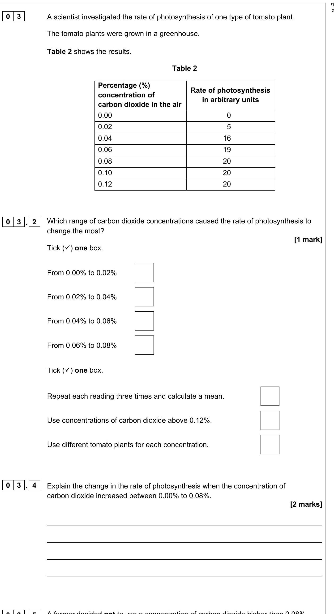 GCSE AQA Biology 4.1 Photosynthesis: A scientist investigated the rat