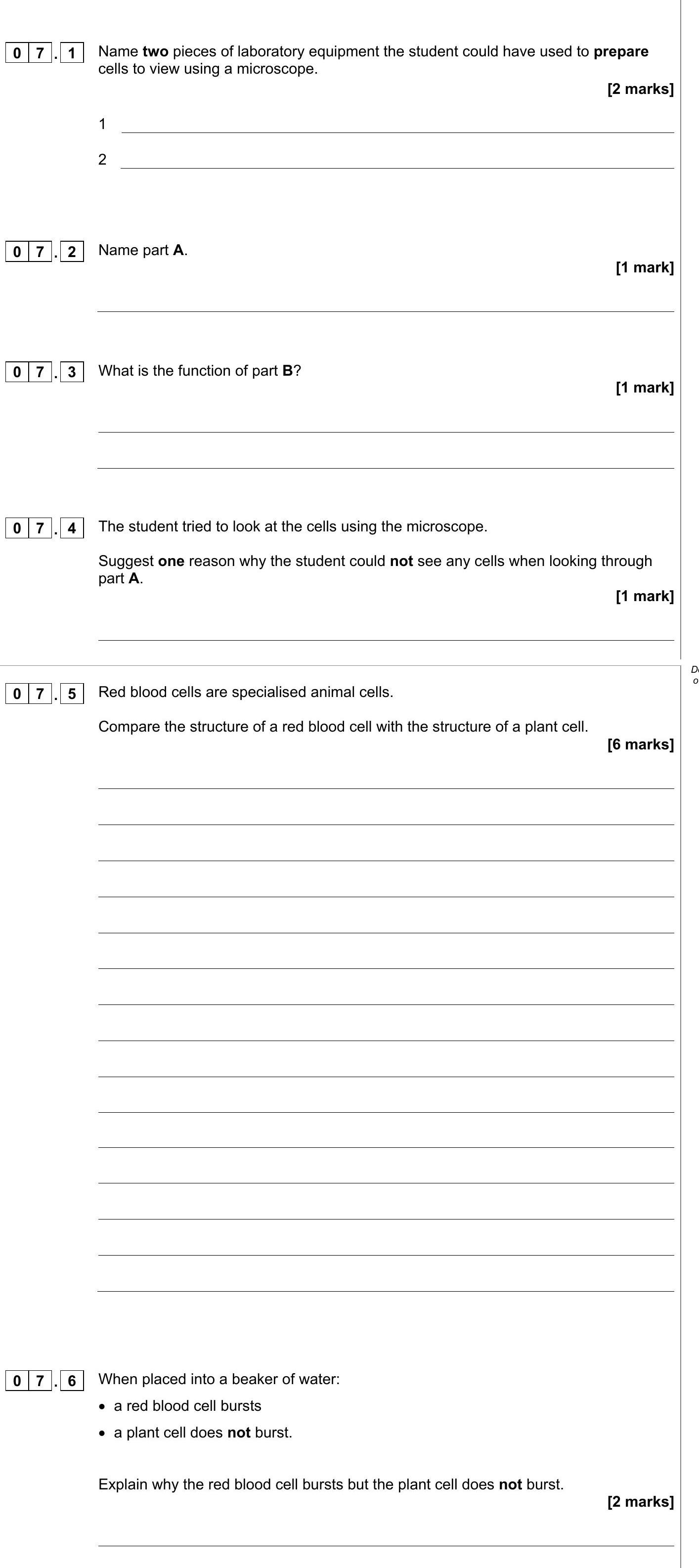 GCSE AQA Biology 1.1 Cell Structure: Name two pieces of laboratory eq
