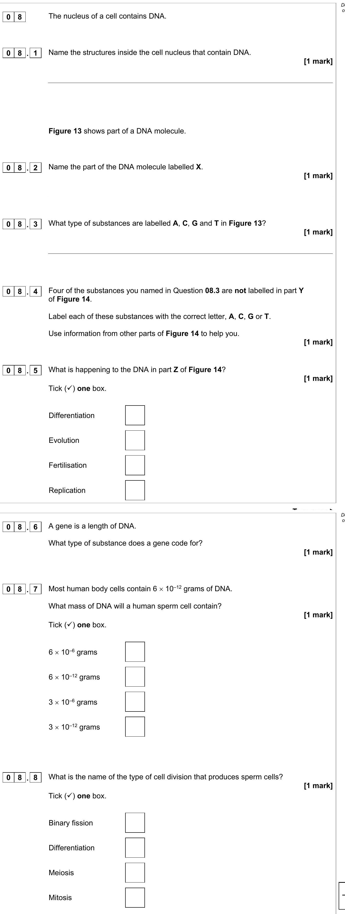 GCSE AQA Biology Reproduction: The nucleus of a cell contains D