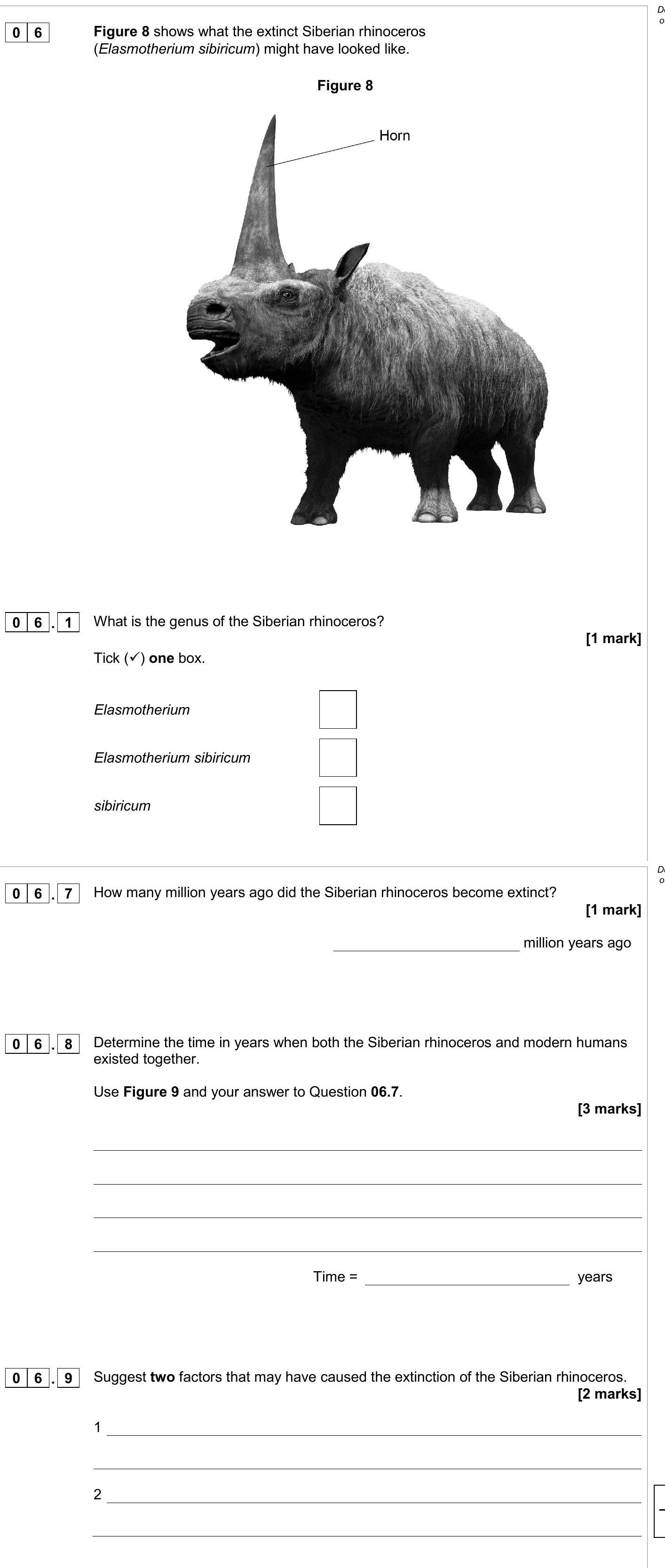 GCSE AQA Biology Variation & Evolution: Figure 8 shows what the extinct
