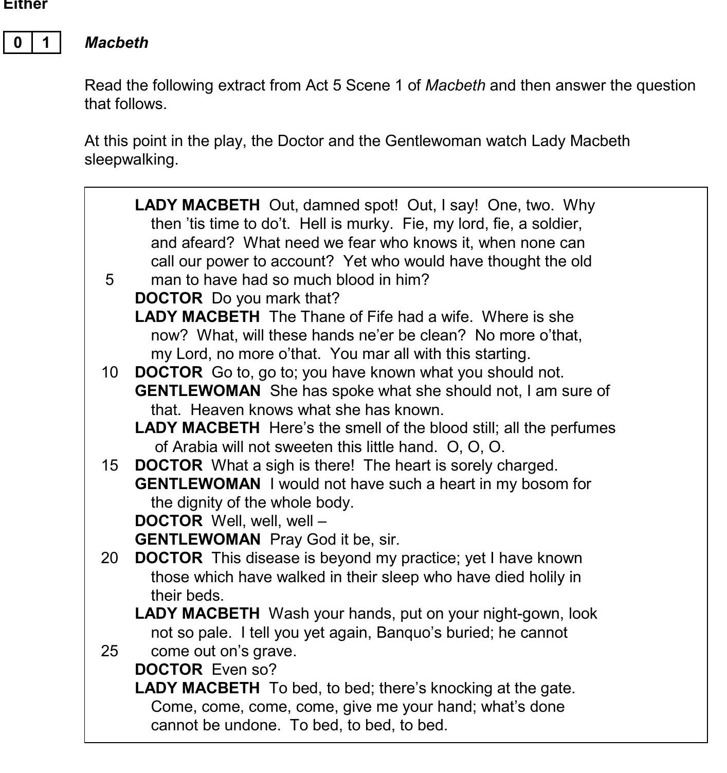 GCSE AQA English Literature Macbeth: Read the following extract from