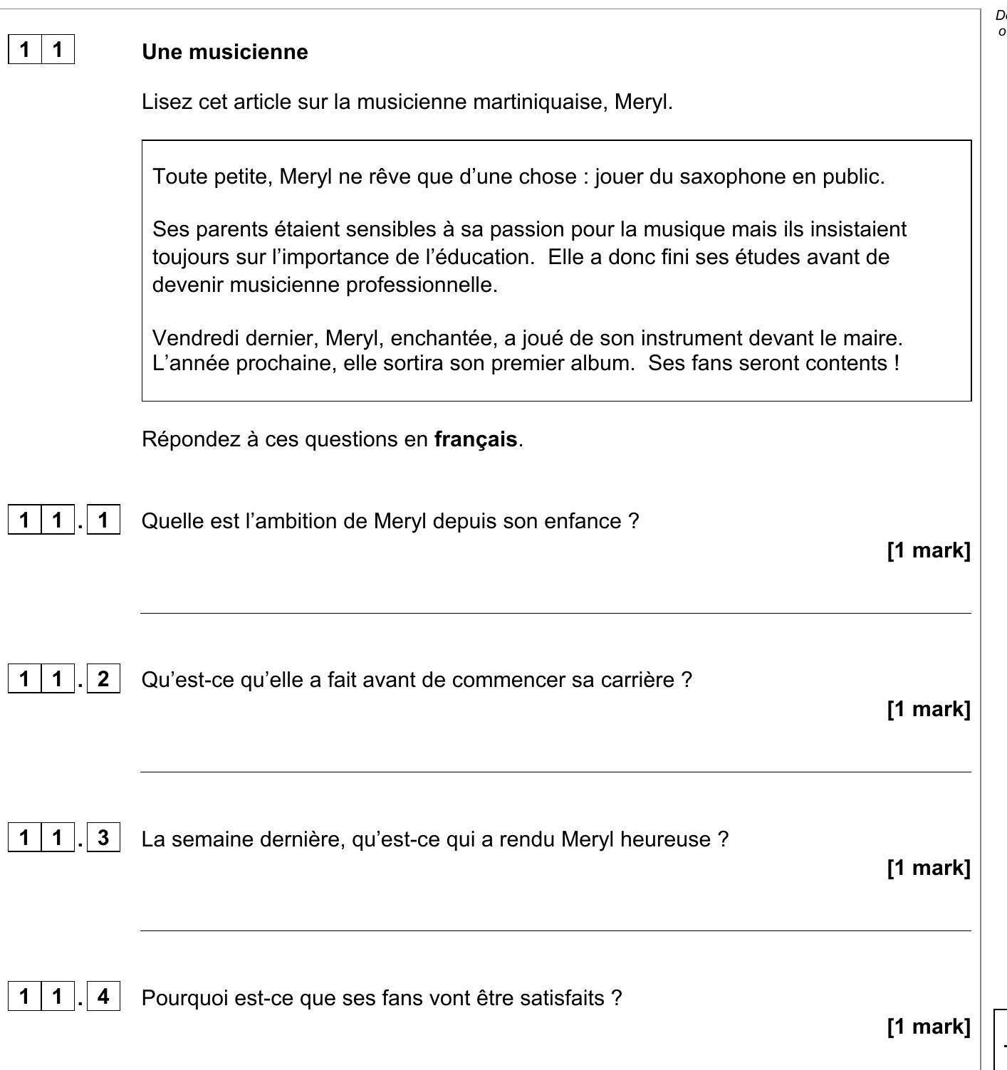 GCSE AQA French Technology in Everyday Life: Une musicienne Lisez cet ...