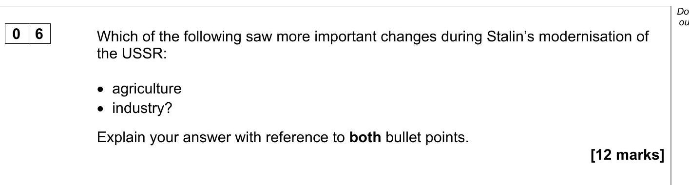 GCSE AQA History Stalin’s USSR: Which of the following saw more