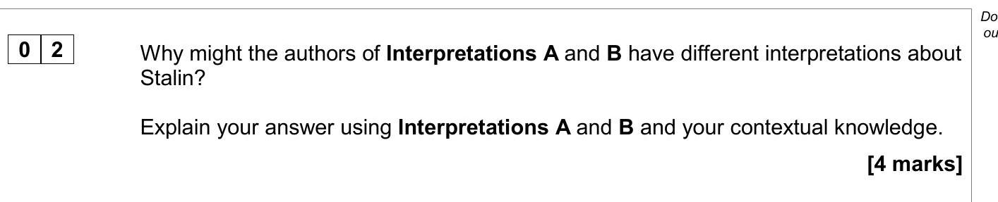 GCSE AQA History Stalin’s USSR: Why might the authors of Interpr