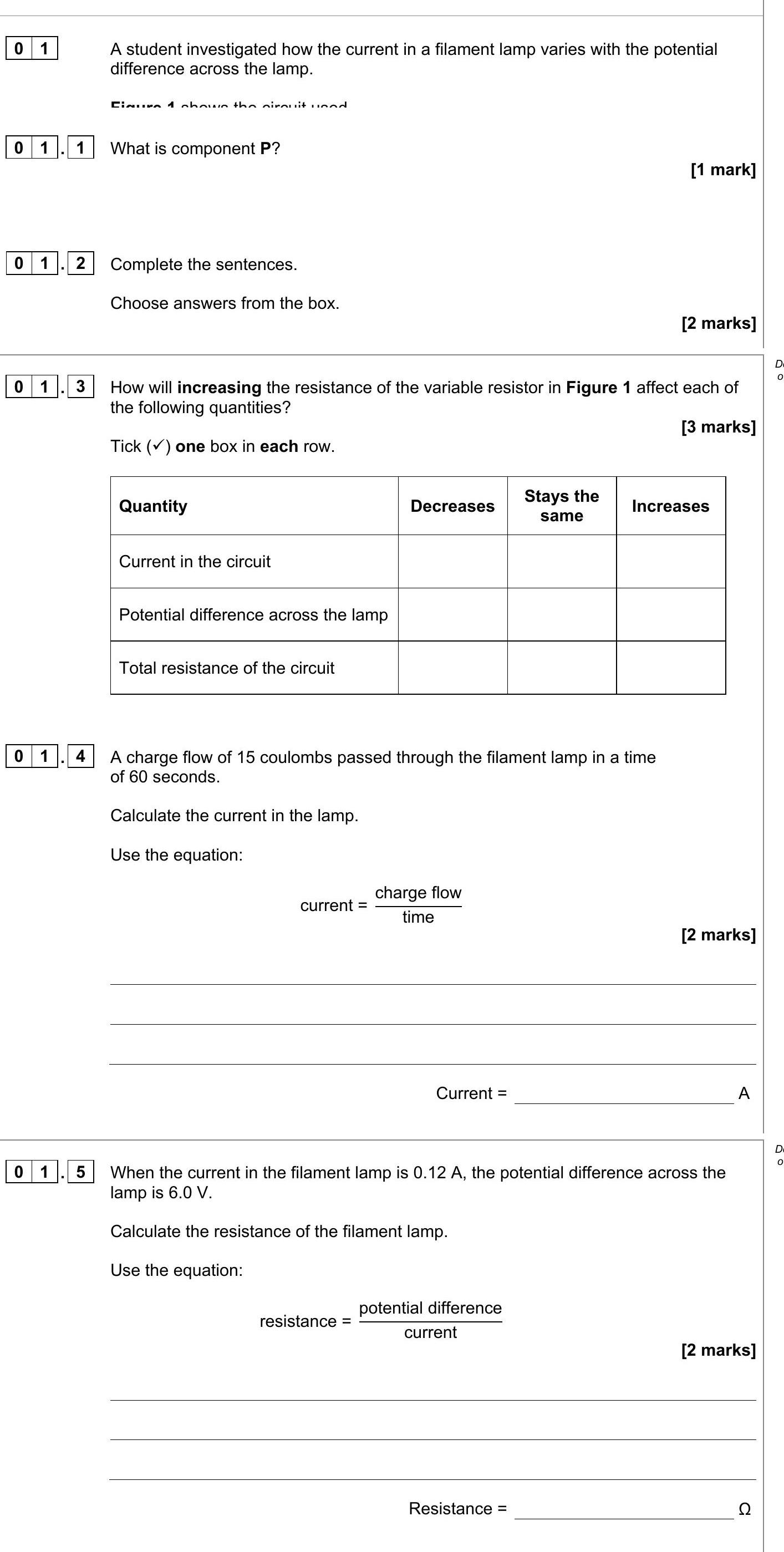 GCSE AQA Physics Series & Parallel Circuits: A student investigated how ...