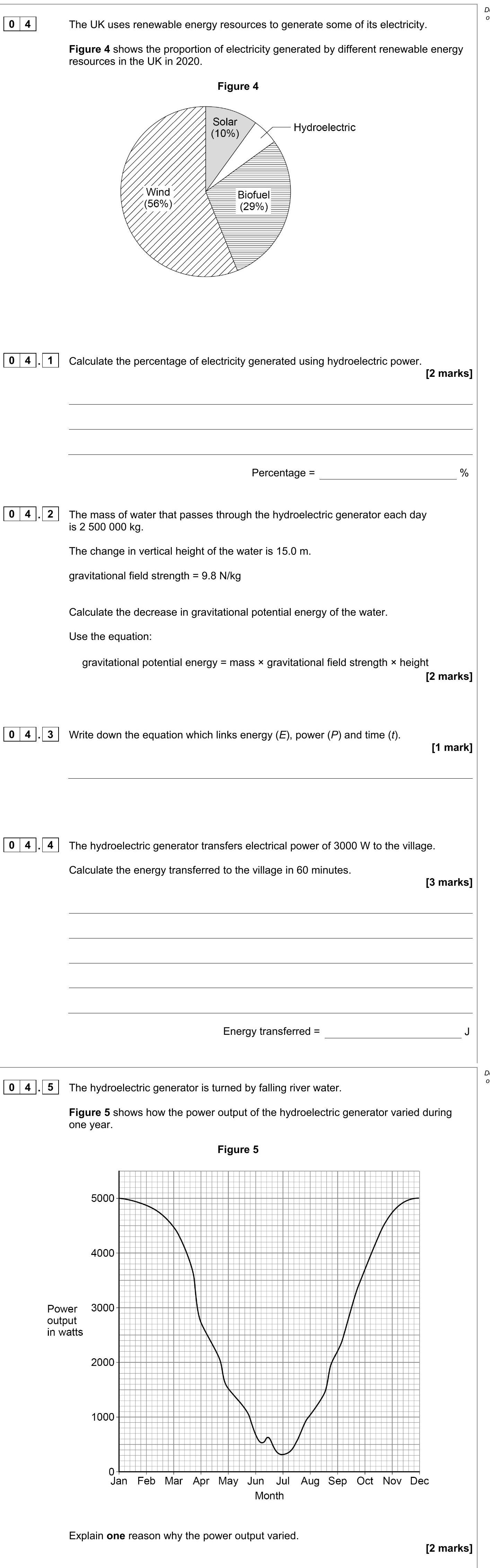 GCSE AQA Physics 1.1 Energy Changes in a System: The UK uses renewable ...