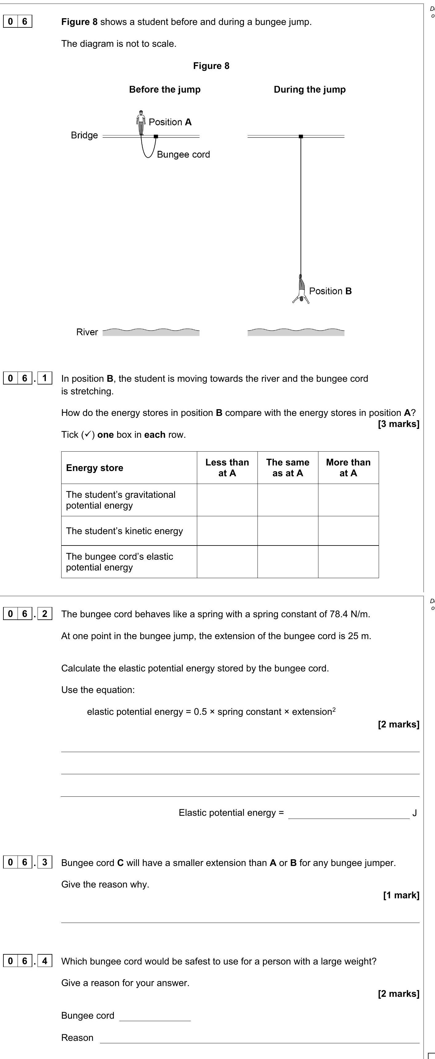 GCSE AQA Physics Forces & Elasticity: Figure 8 shows a student before