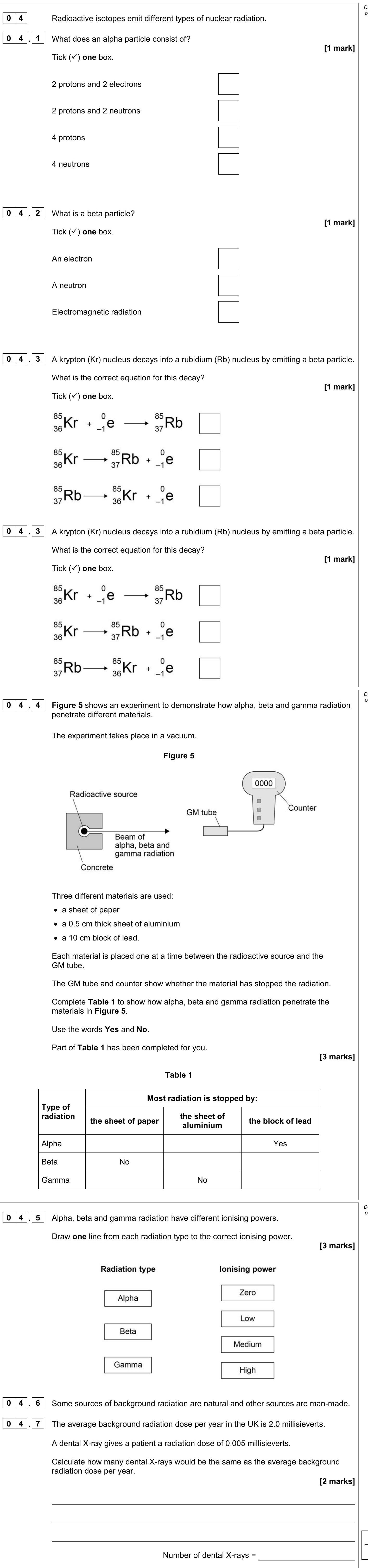 GCSE AQA Physics 4.3 Hazards & Uses of Radioactive Emissions & of ...