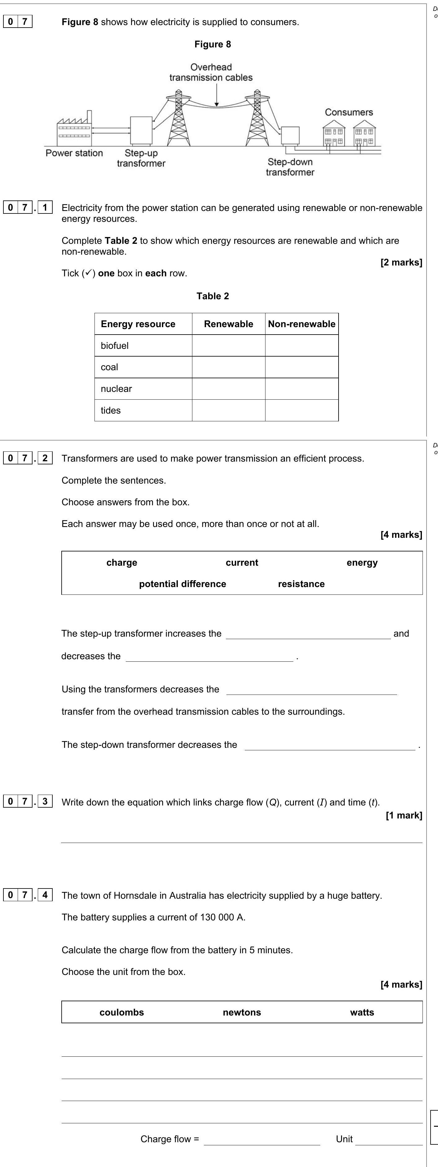 GCSE AQA Physics Current, Potential Difference & Resistance: Figure 8 ...