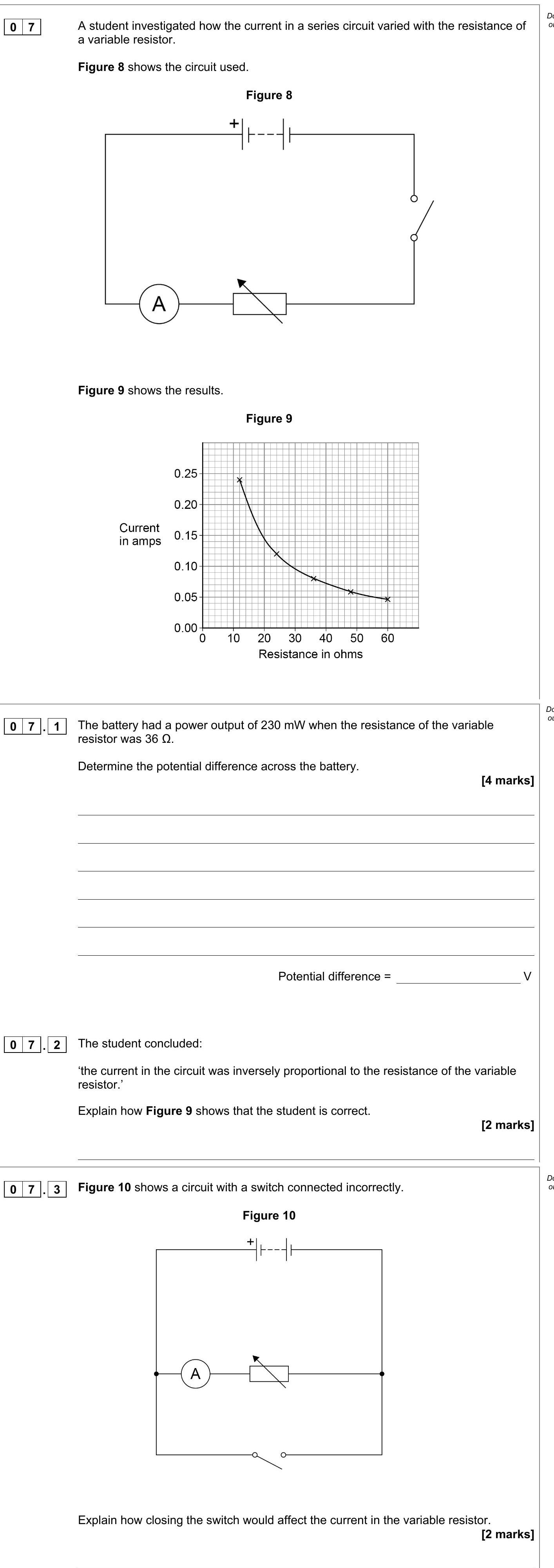 GCSE AQA Physics Series & Parallel Circuits: The battery had a power ...
