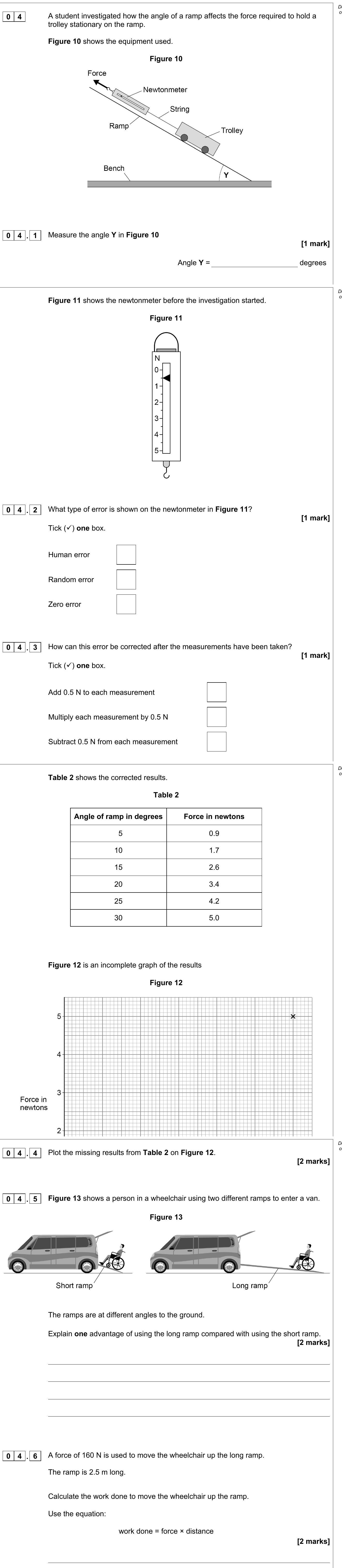 GCSE AQA Physics Work Done & Energy Transfer: A student investigated ...
