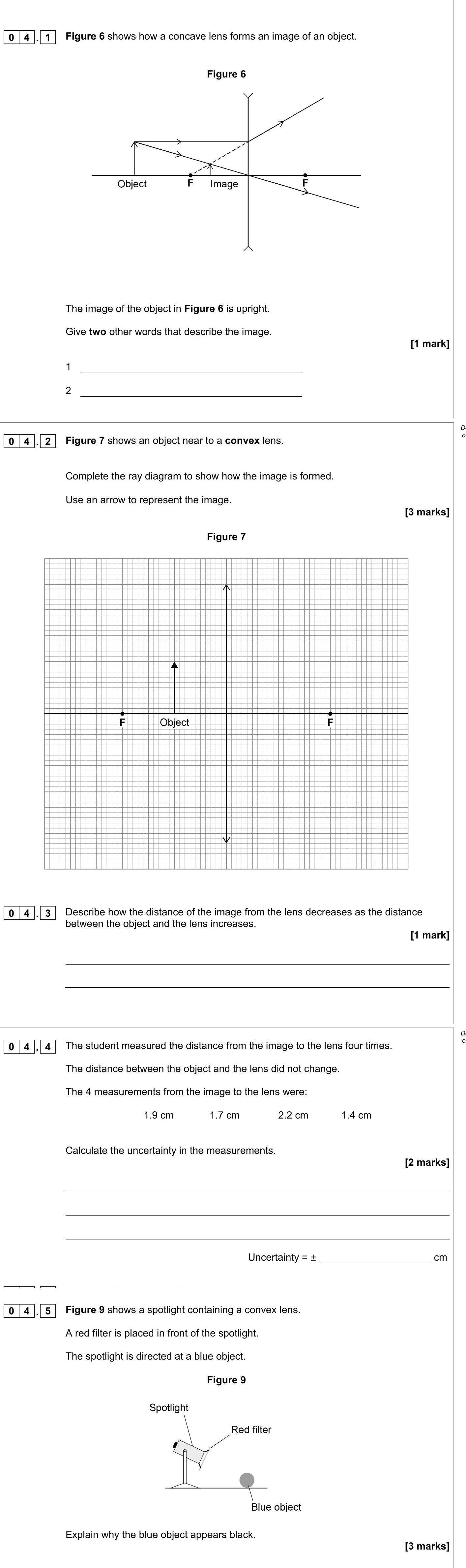 GCSE AQA Physics 6.3 Optics: Figure 6 shows how a concave len