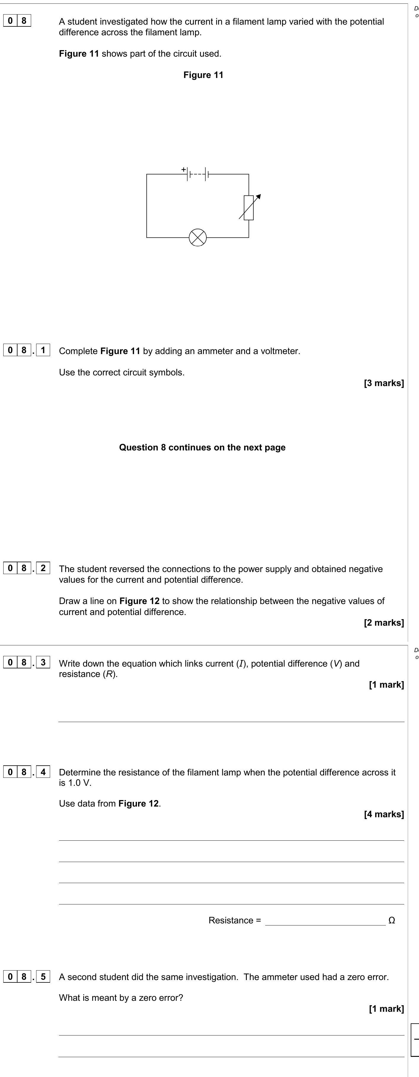 GCSE AQA Physics Current, Potential Difference & Resistance: A student ...