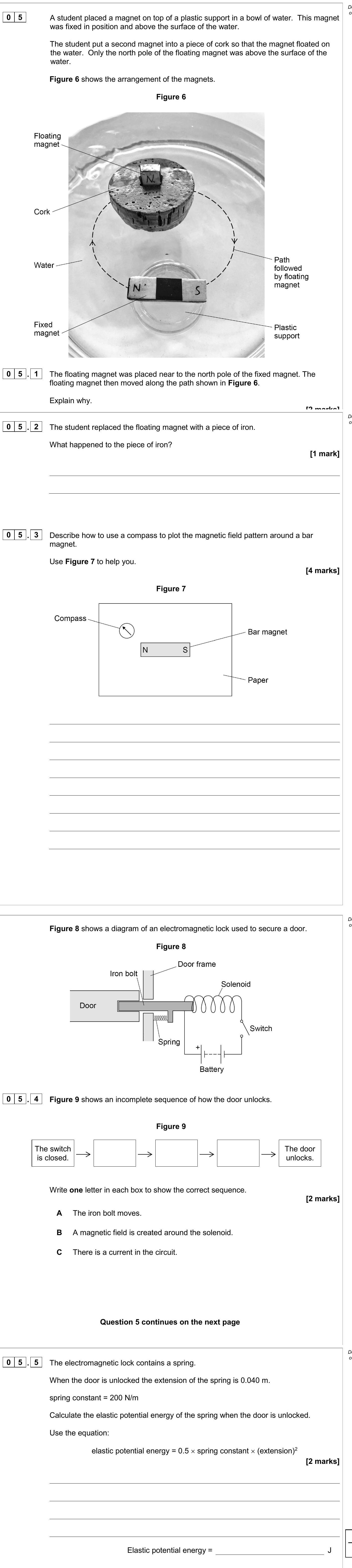 GCSE AQA Physics Forces & Elasticity: A student placed a magnet on top