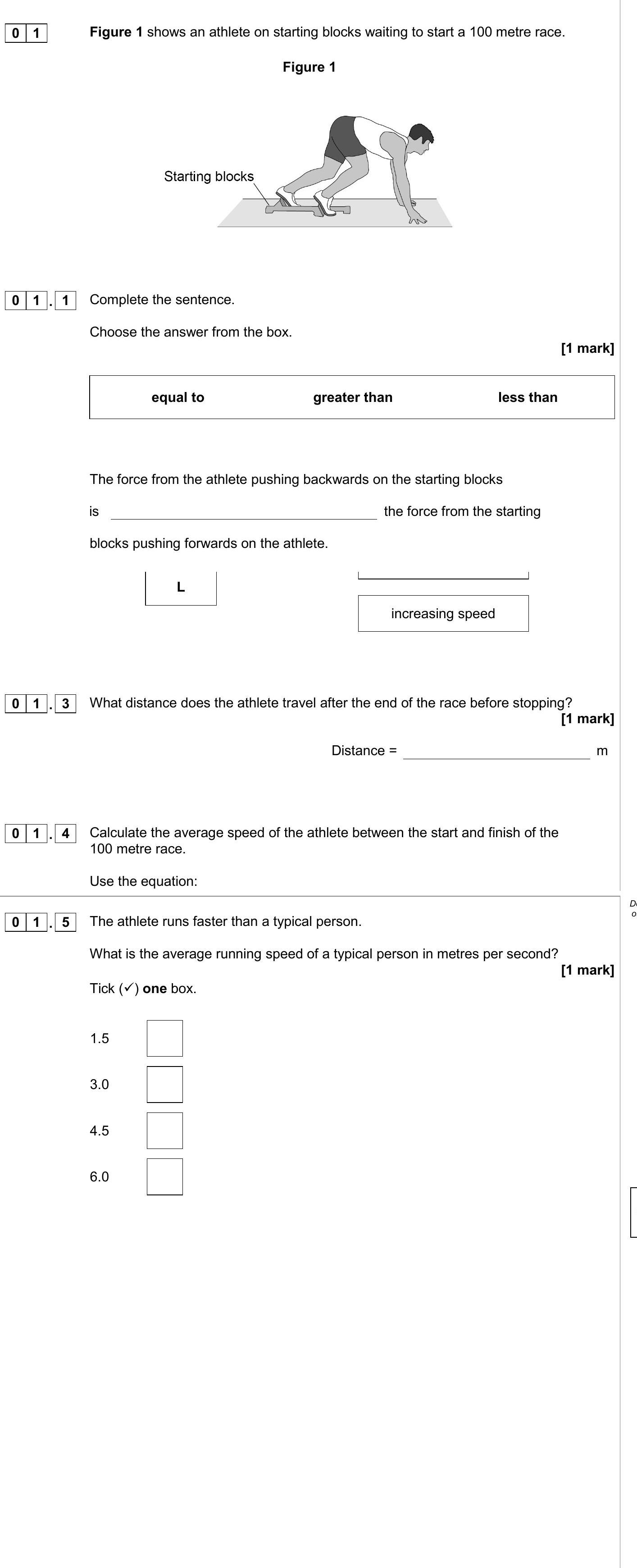 GCSE AQA Physics Describing Motion: Complete the sentence. Choose th