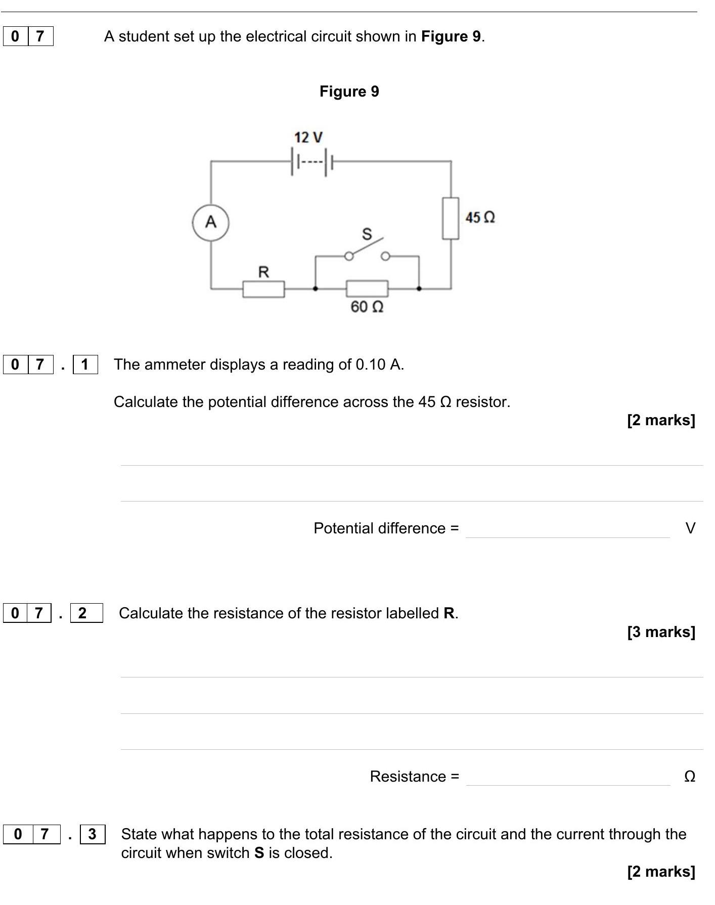 GCSE AQA Physics 2.2 Series & Parallel Circuits: A student set up the ...
