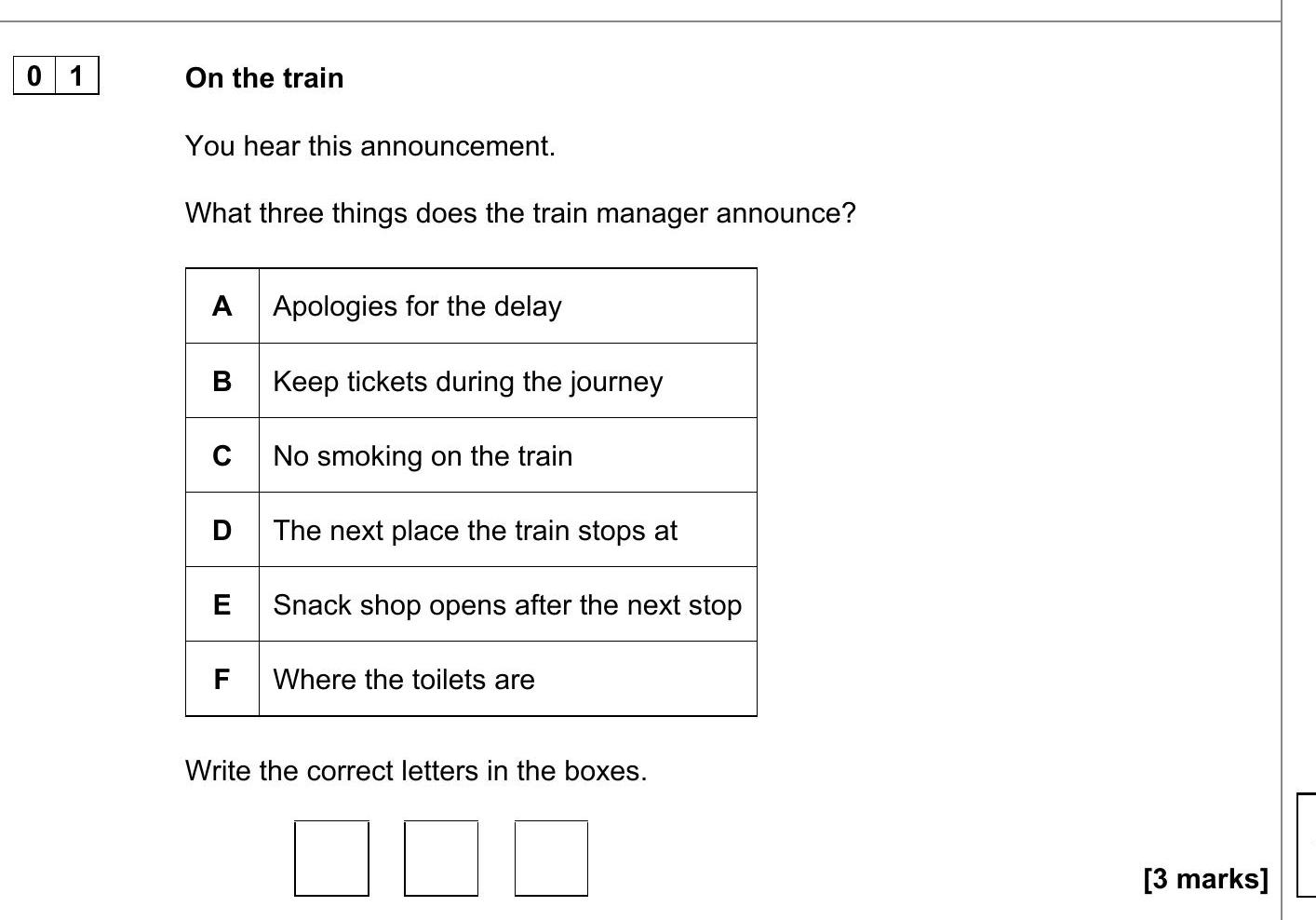 GCSE AQA Spanish 9. Travel and Tourism: On the train You hear this annou