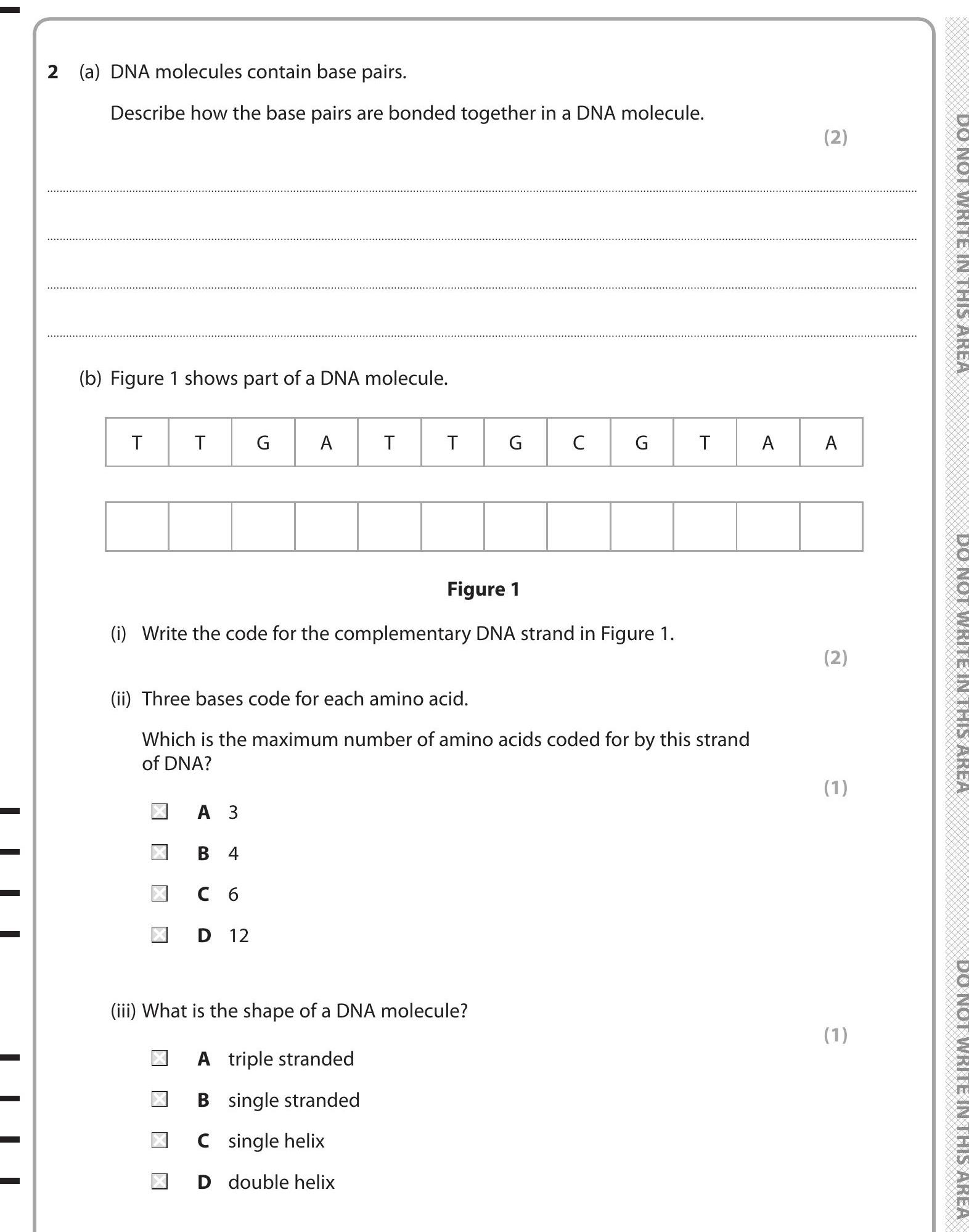 GCSE Edexcel Biology DNA - Deoxyribose Nucleic Acid: (a) DNA molecules ...