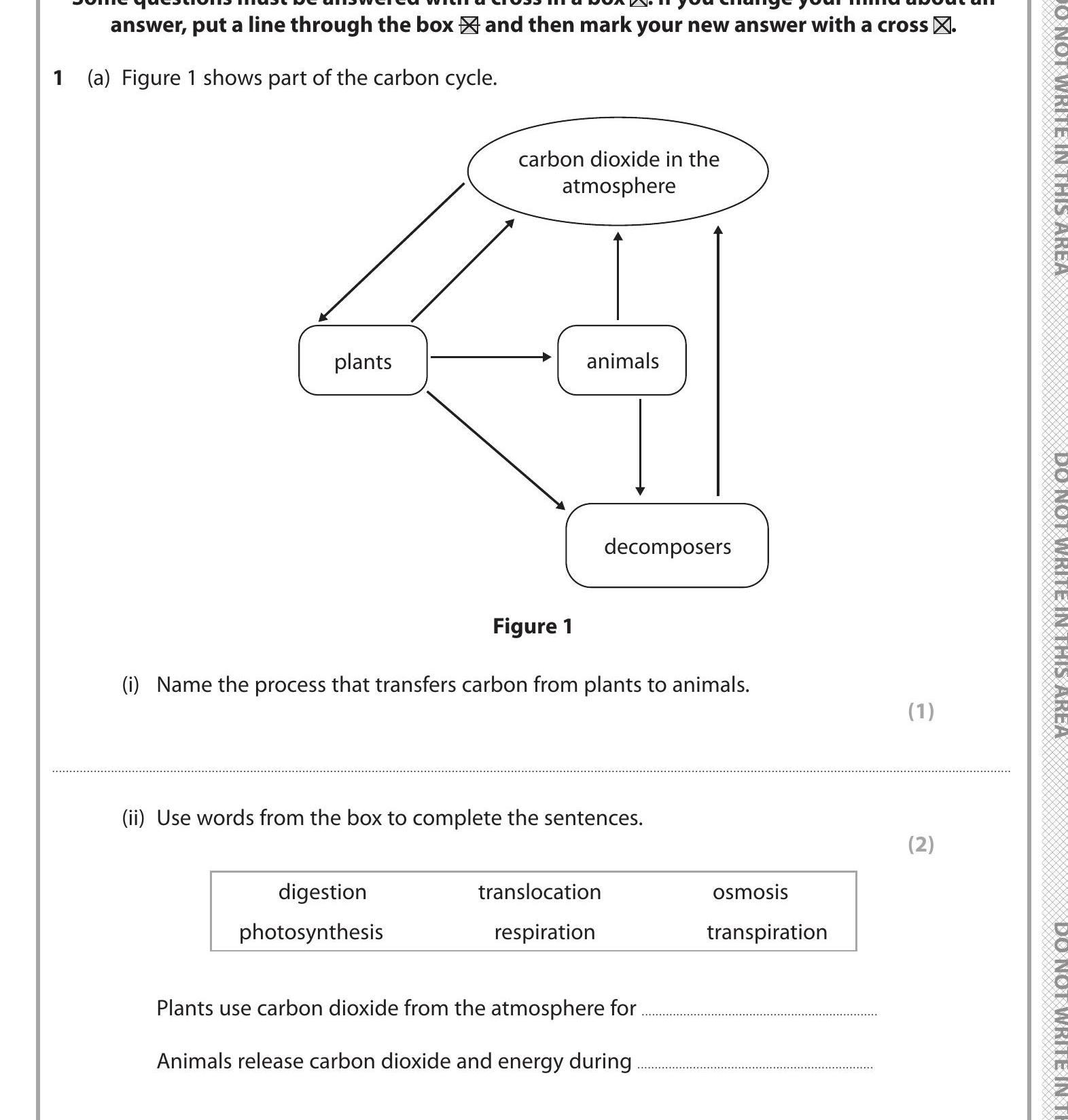 GCSE Edexcel Biology Photosynthesis: 1(a) Figure 1 shows part of the