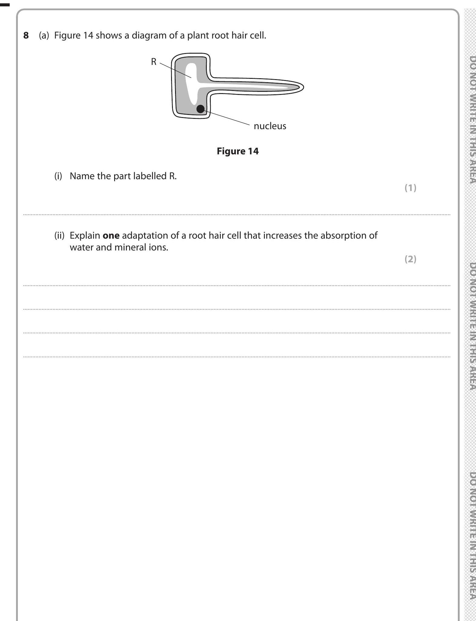 GCSE Edexcel Biology Adaptions of leaves & plants: Figure 14 shows a ...