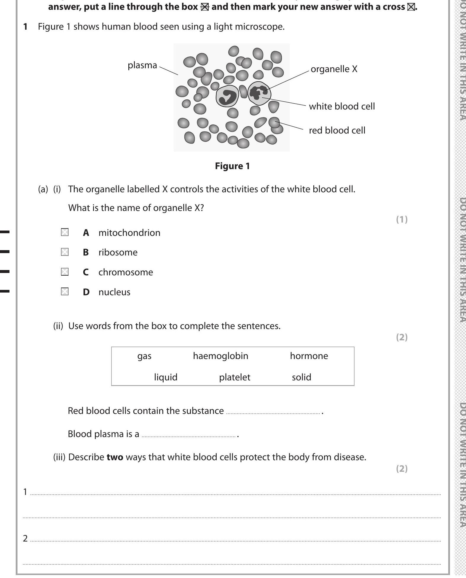 GCSE Edexcel Biology Circulatory system- blood: 1. Figure 1 shows human ...