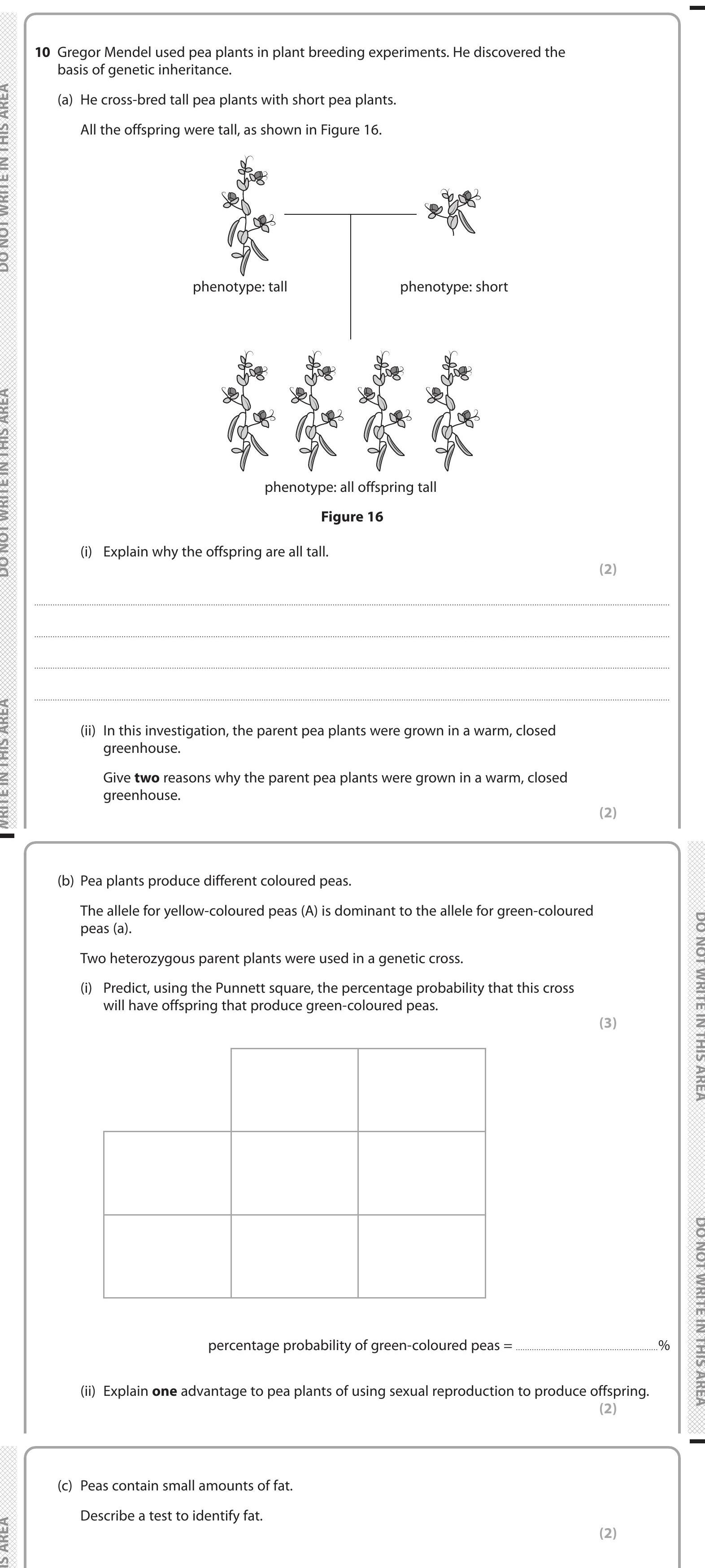 GCSE Edexcel Biology Mendel: 10 Gregor Mendel used pea plants