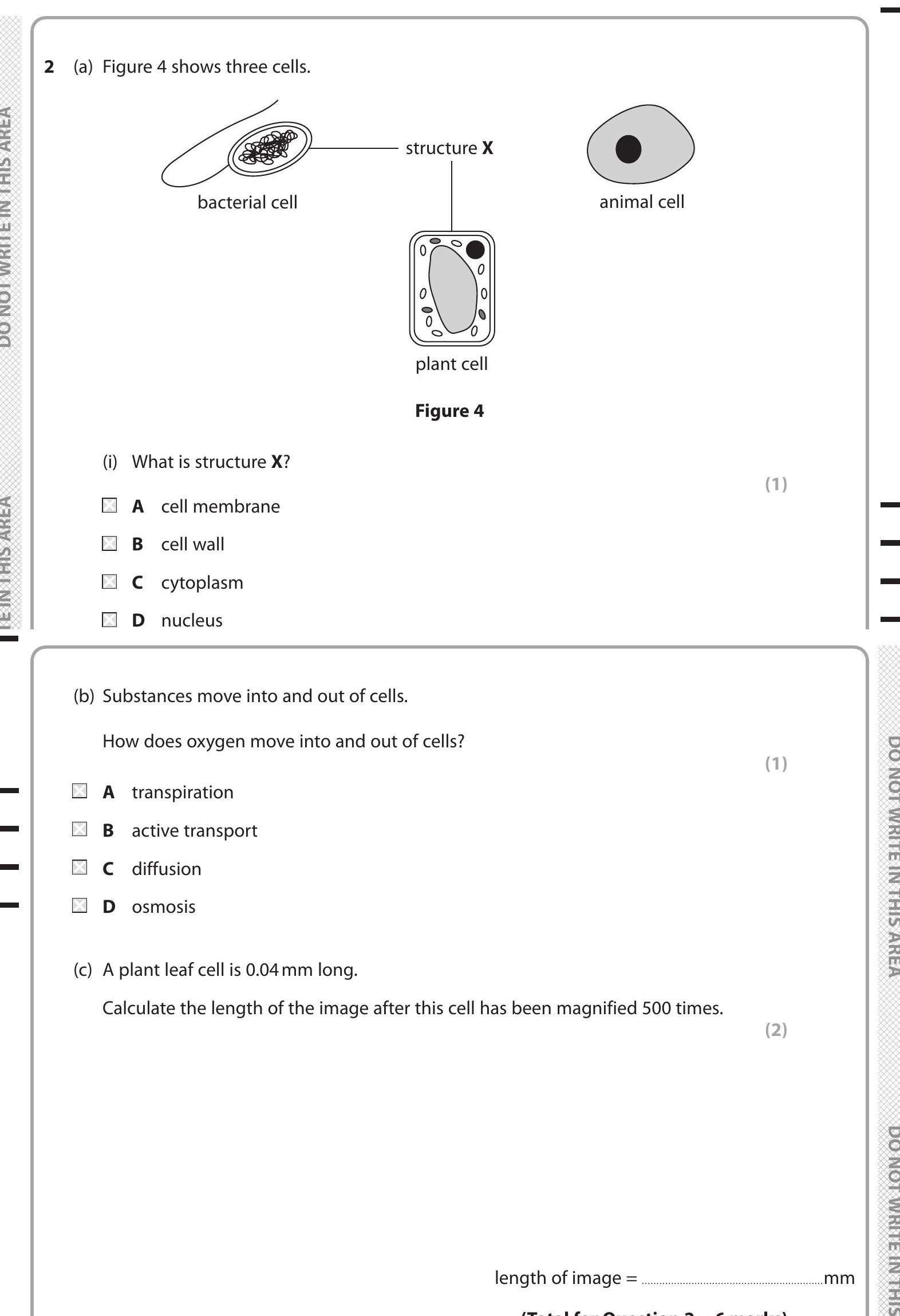 GCSE Edexcel Biology Prokaryotes and eukaryotes: Figure 4 shows three ...