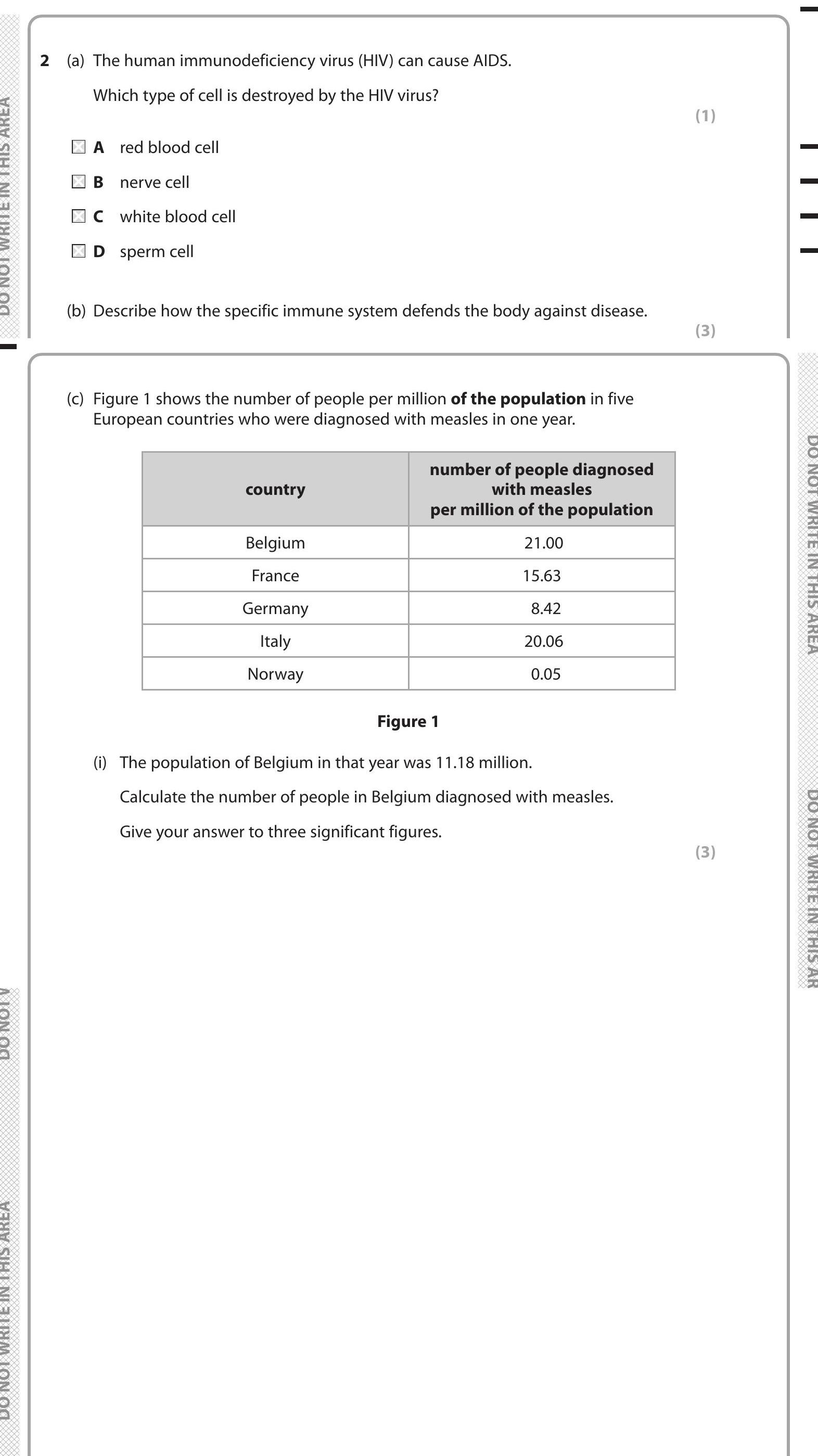 GCSE Edexcel Biology Circulatory system- blood: 2 (a) The human ...