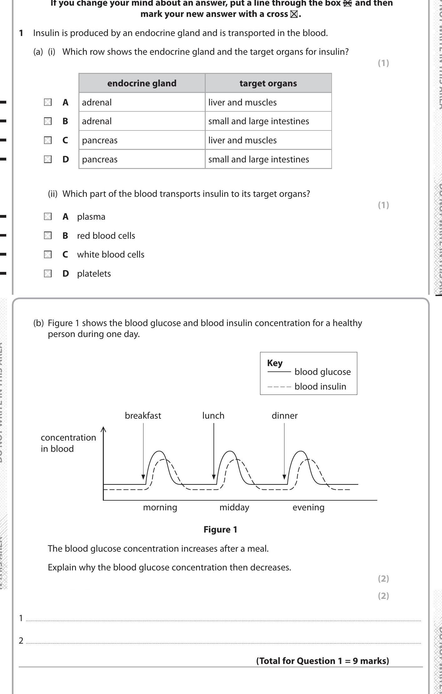 GCSE Edexcel Biology Hormones: 1 Insulin is produced by an end