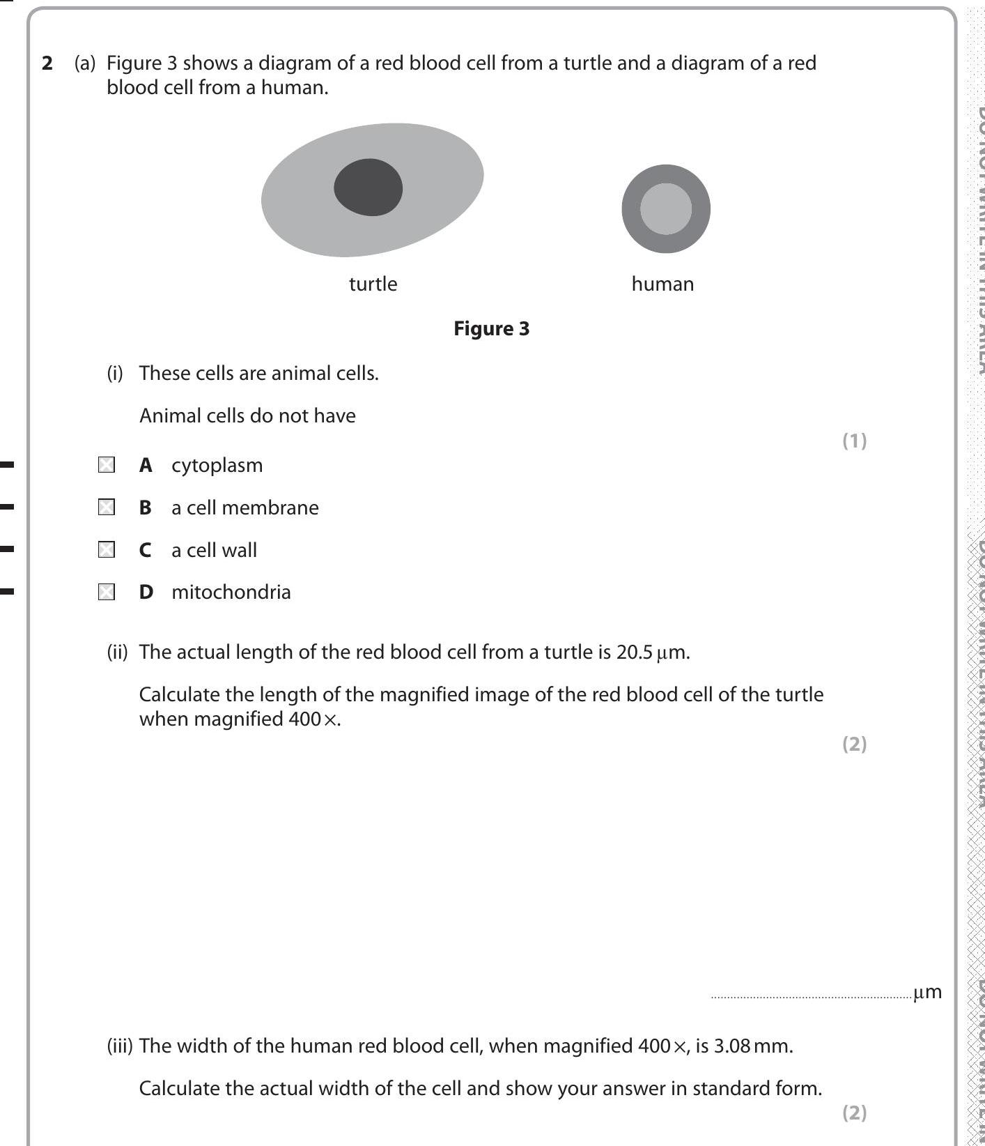 GCSE Edexcel Biology Sub-cellular structures: Figure 3 shows a diagram ...