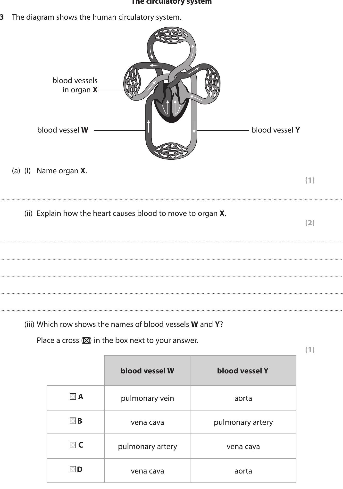 GCSE Edexcel Biology Circulatory system- blood: The diagram shows the ...