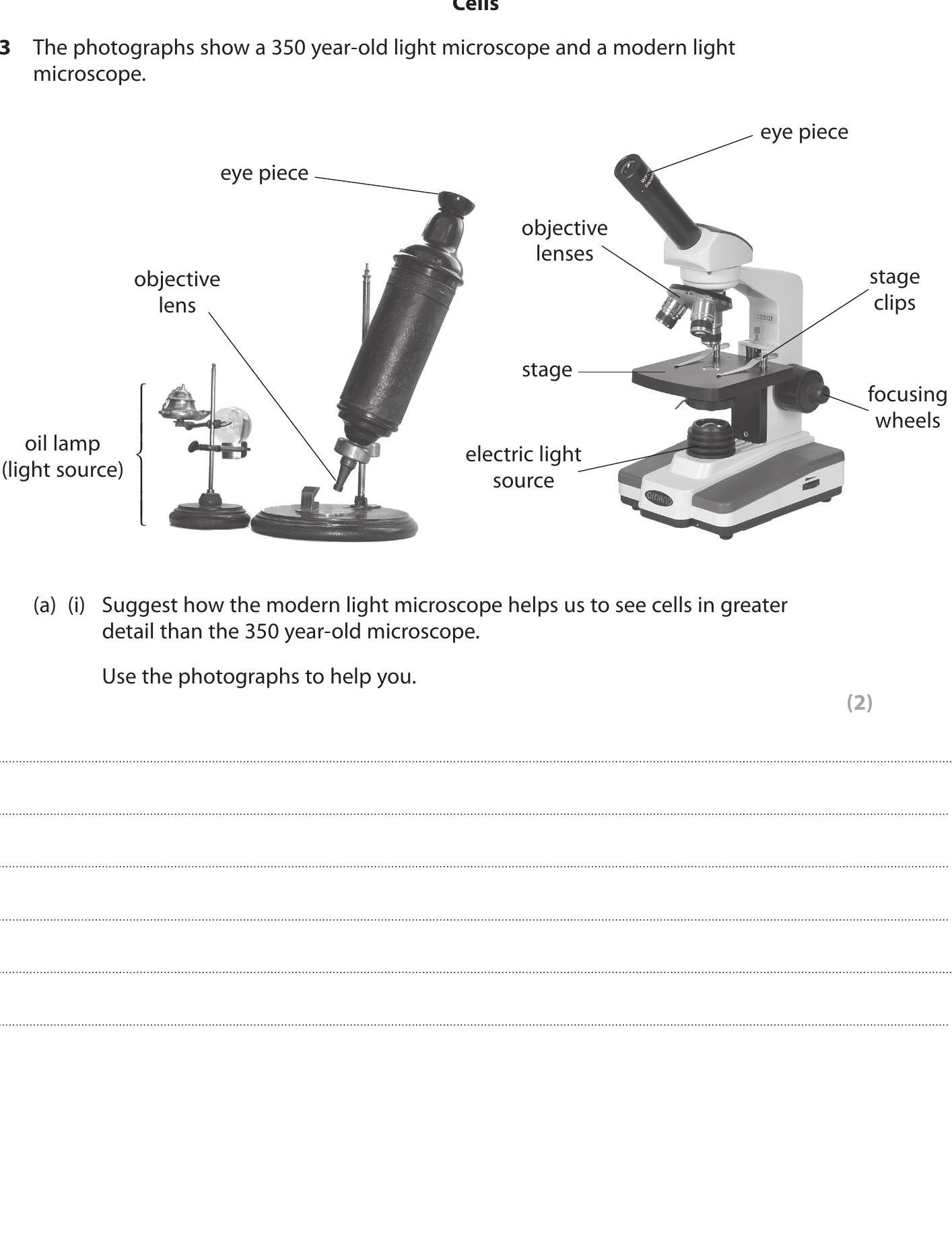 GCSE Edexcel Biology Microscopy: Suggest how the modern light mic