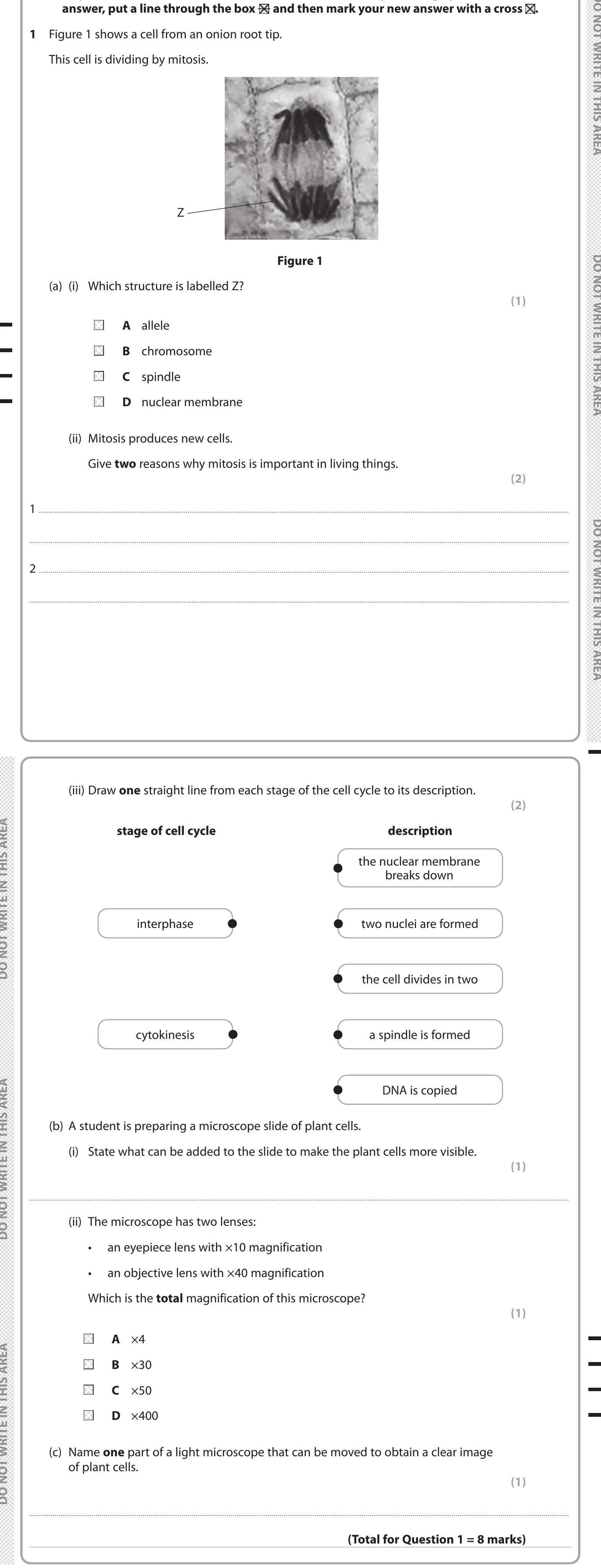 GCSE Edexcel Biology: Combined Science Mitosis vs miosis: 1 Figure 1 ...