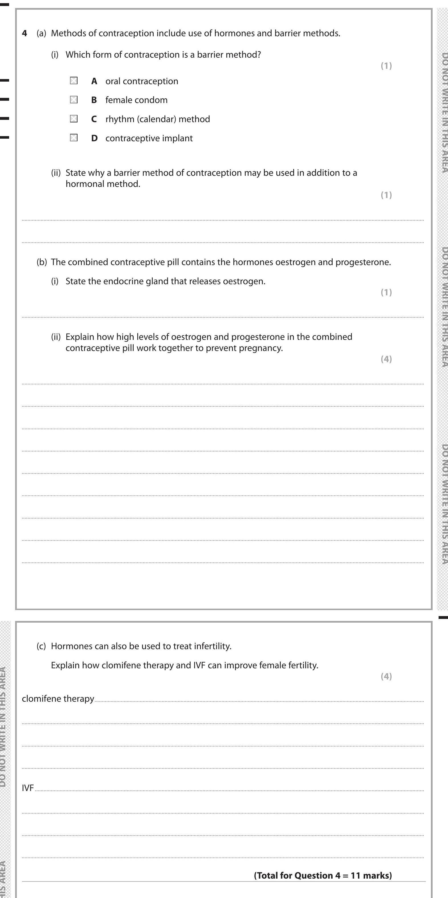 GCSE Edexcel Biology Combined Science Menstrual cycle: Methods of ...