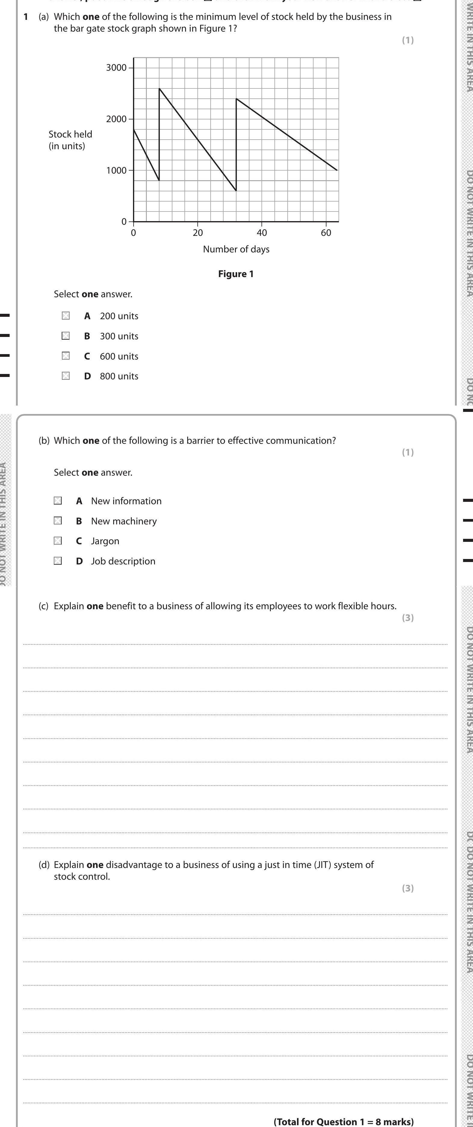 GCSE Edexcel Business Production processes: 1. (a) Which one of the ...